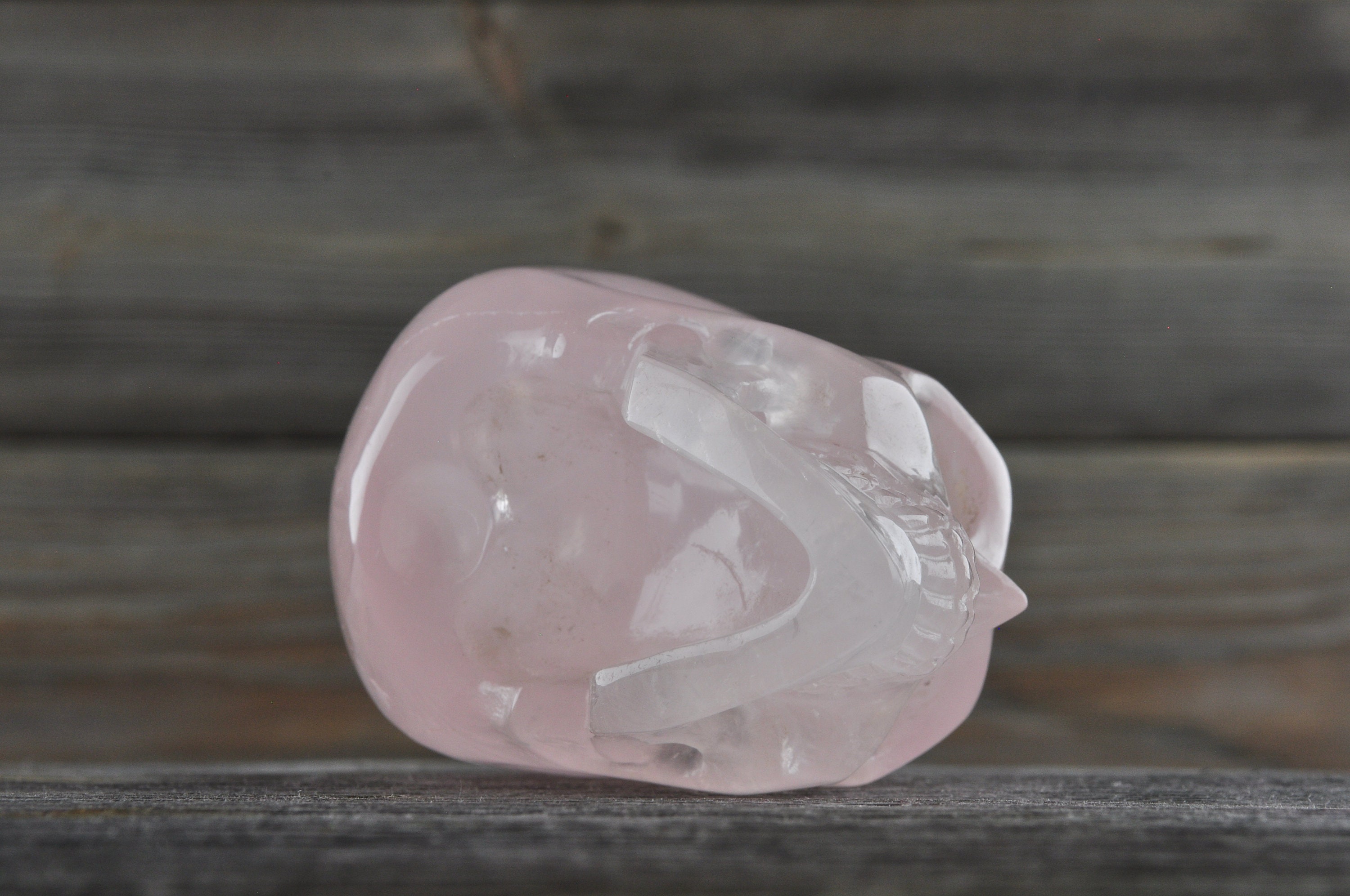 Natural Super Realistic Rose Quartz Crystal Skull, Medium