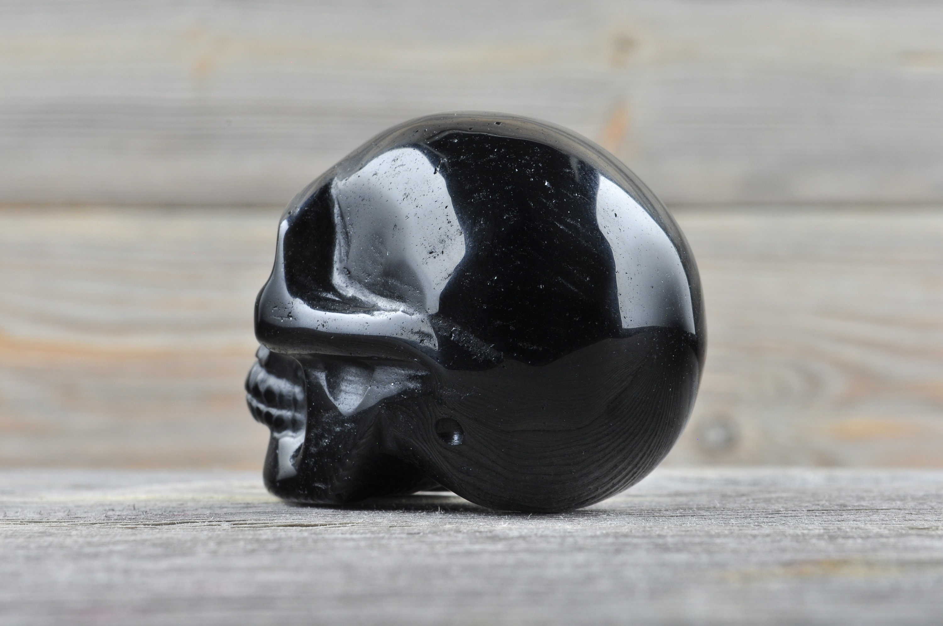 Natural Realistic Black Obsidian Crystal Skull, Mini!