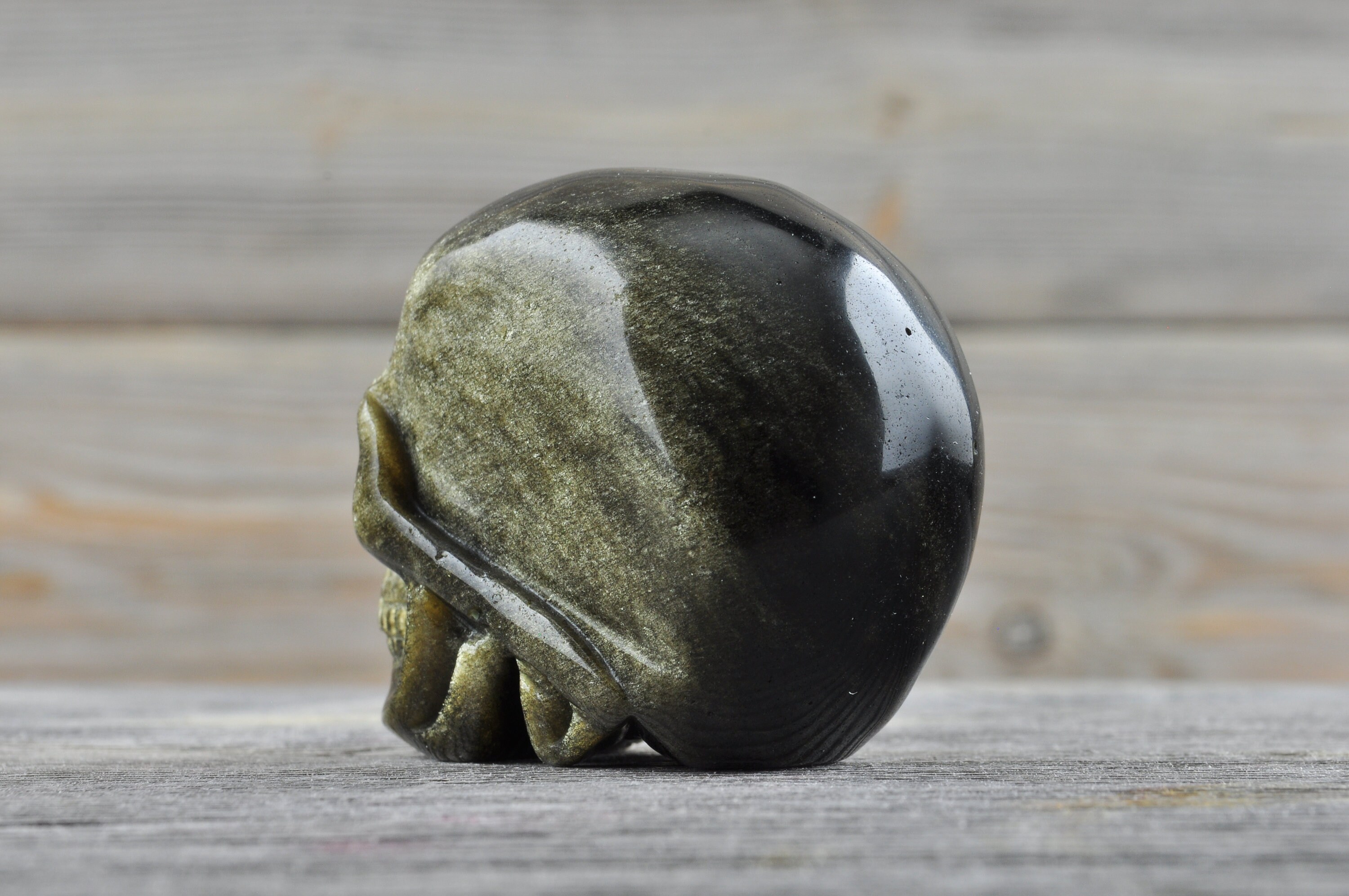 Natural Realistic Gold Sheen Obsidian Crystal Skull, Mini!