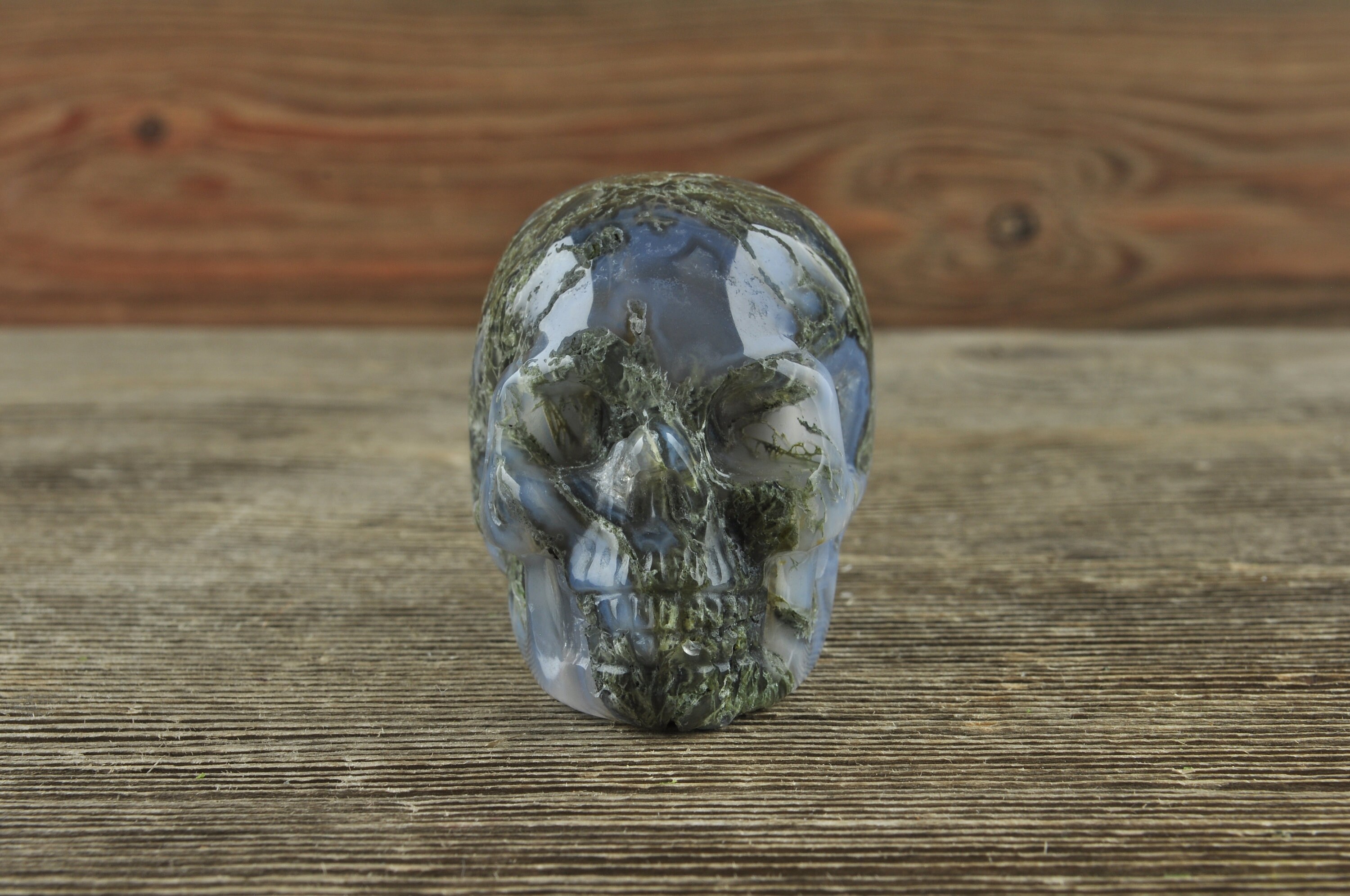 Moss Agate Crystal Skull, Mini! Halloween Decor, Skull Decor, Gothic ...
