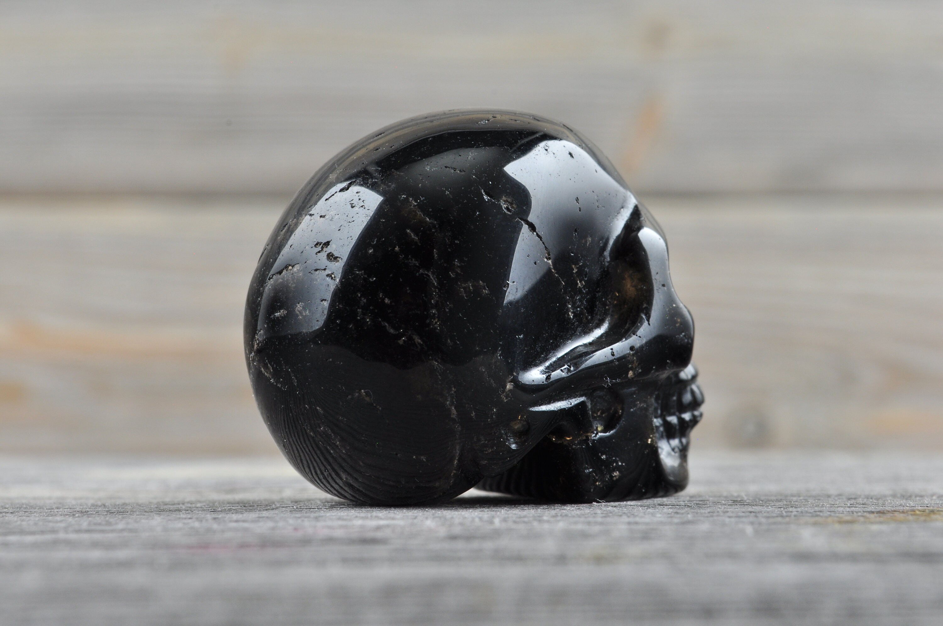 Natural Realistic Black Obsidian Crystal Skull, Mini!