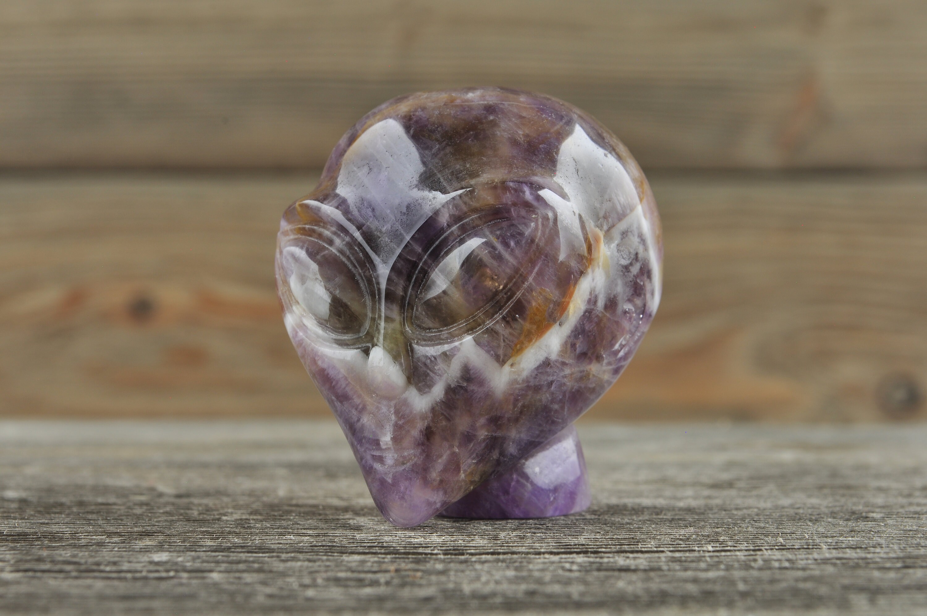 Natural Realistic Chevron Amethyst Alien Starbeing Crystal Skull, Mini!