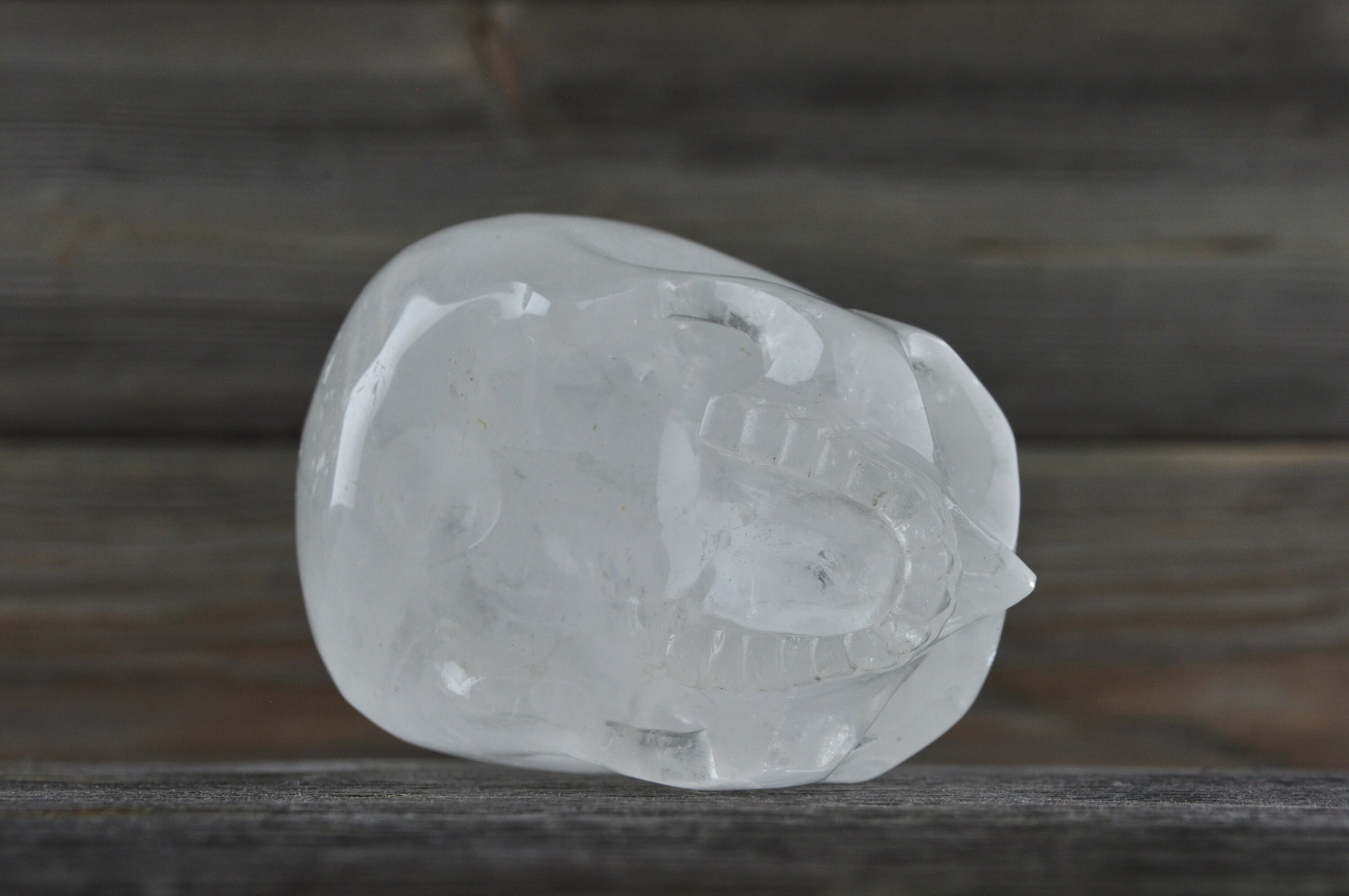 Natural Super Realistic Clear Quartz Crystal Skull, Medium