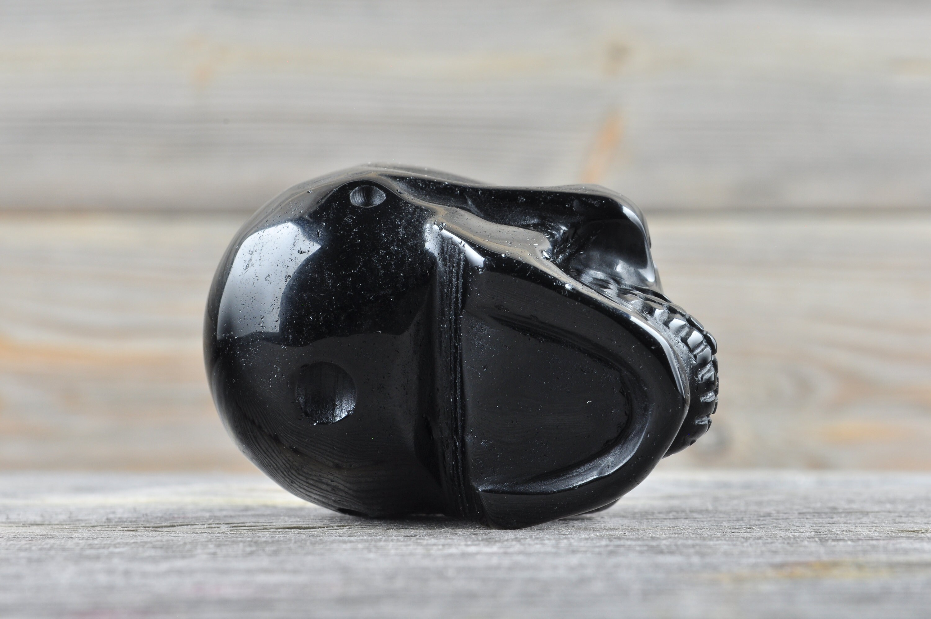 Natural Realistic Black Obsidian Crystal Skull, Mini!