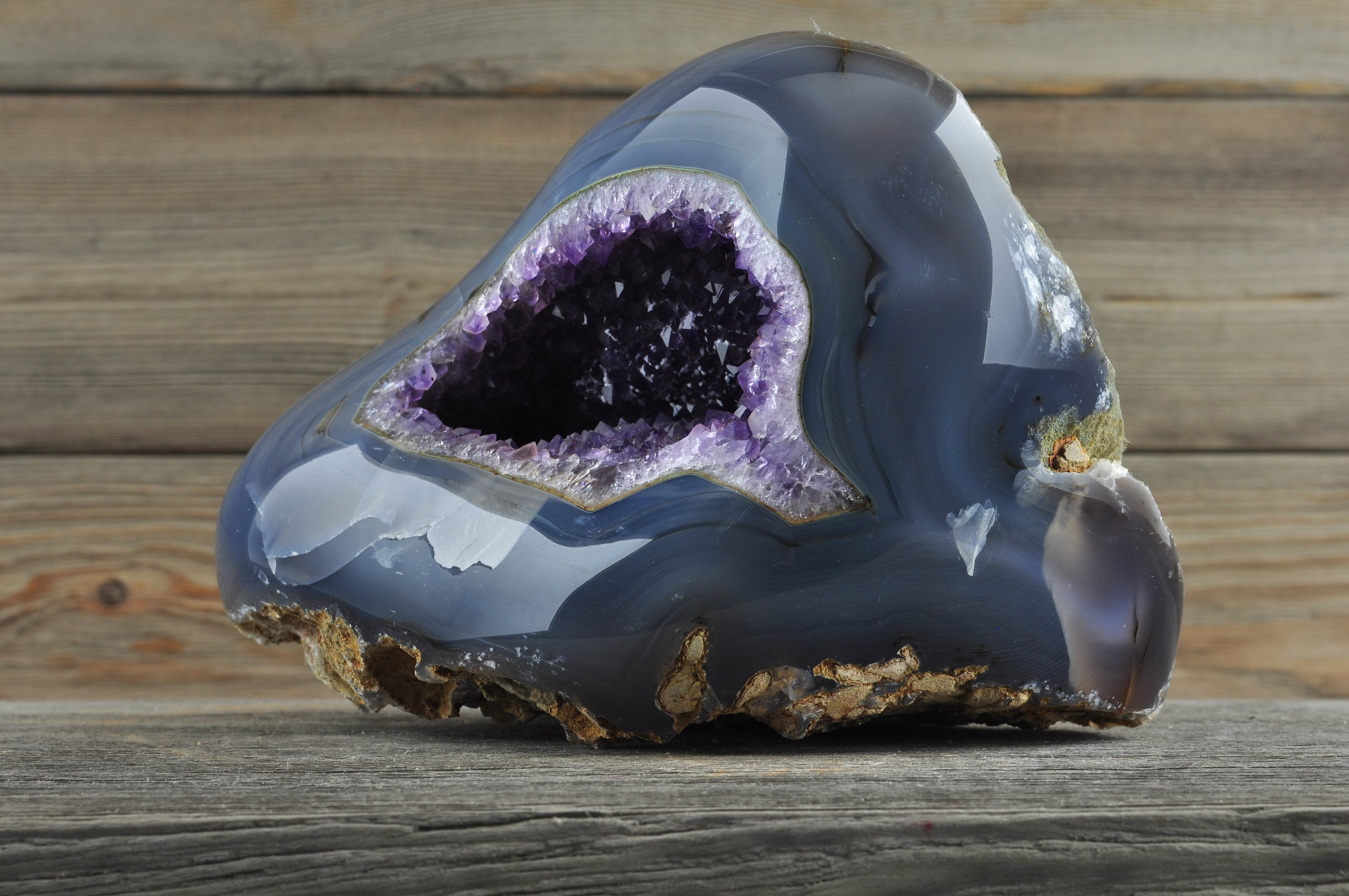 Polished Uruguayan Amethyst Geode with Agate GS3P-008