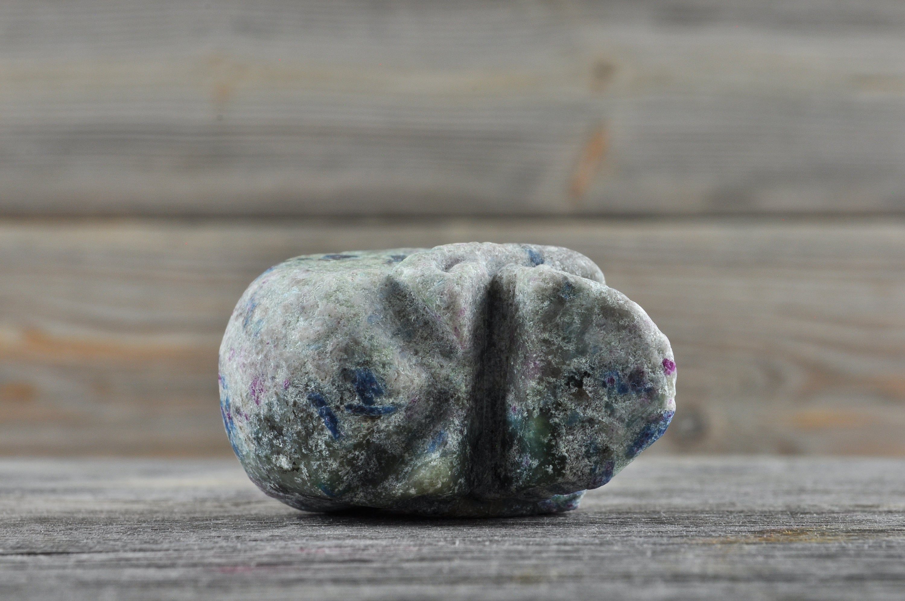 Natural Ruby and Kyanite In Zoisite Crystal Skull, Mini