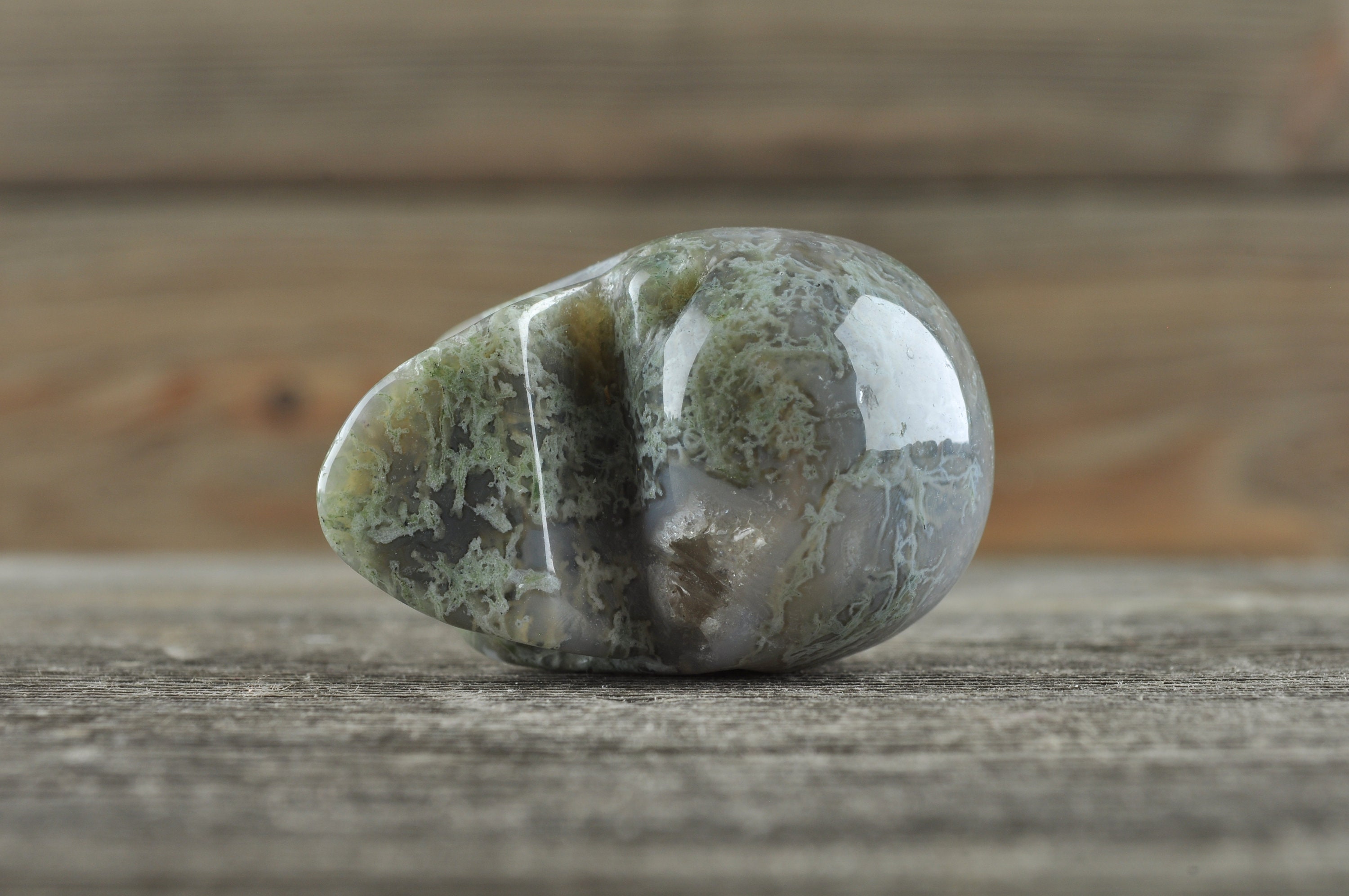 Natural Moss Agate Crystal Skull, Mini