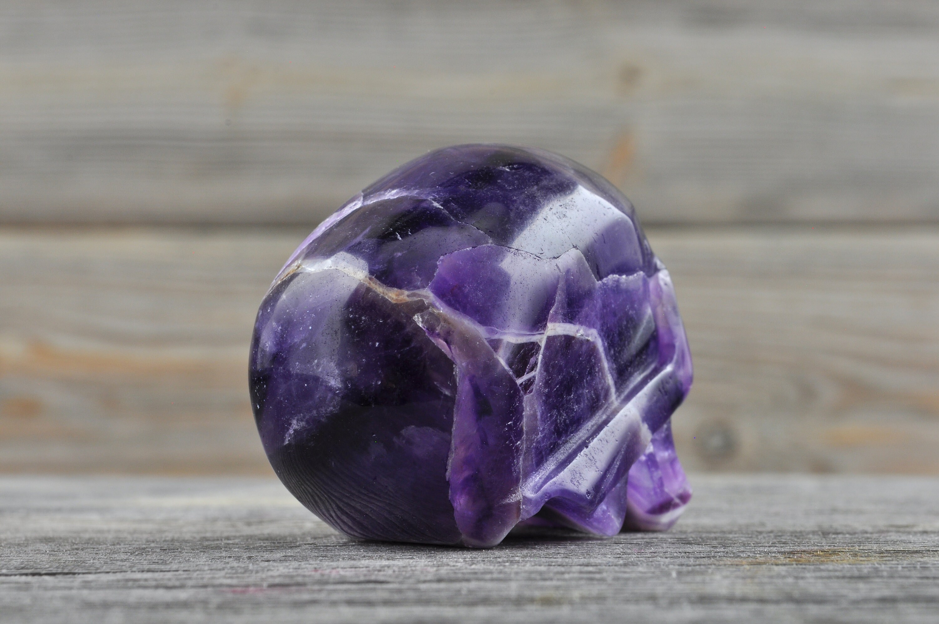 Natural Realistic Chevron Amethyst Crystal Skull, Mini!