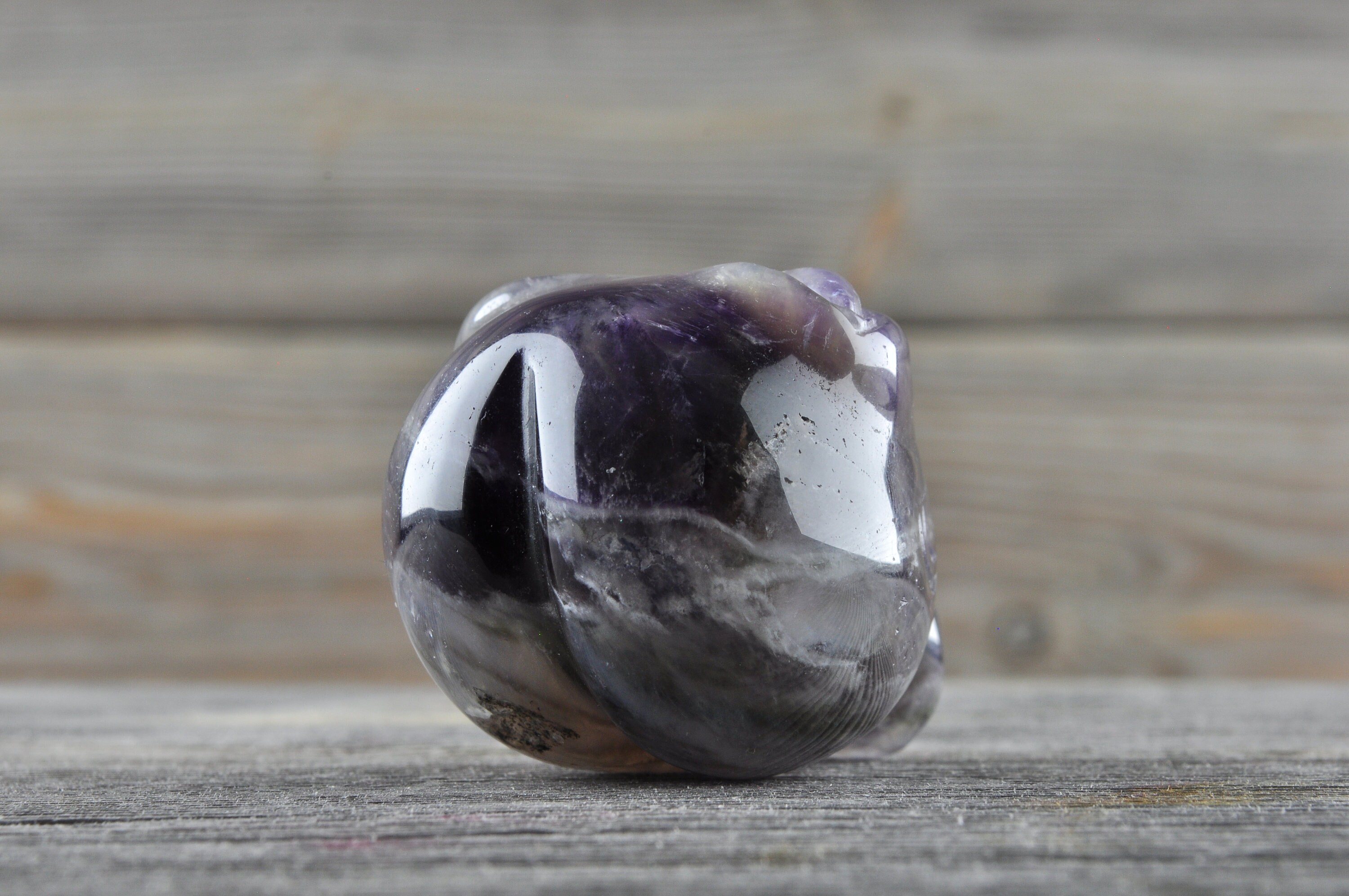Natural Realistic Chevron Amethyst Alien Crystal Skull, Mini!