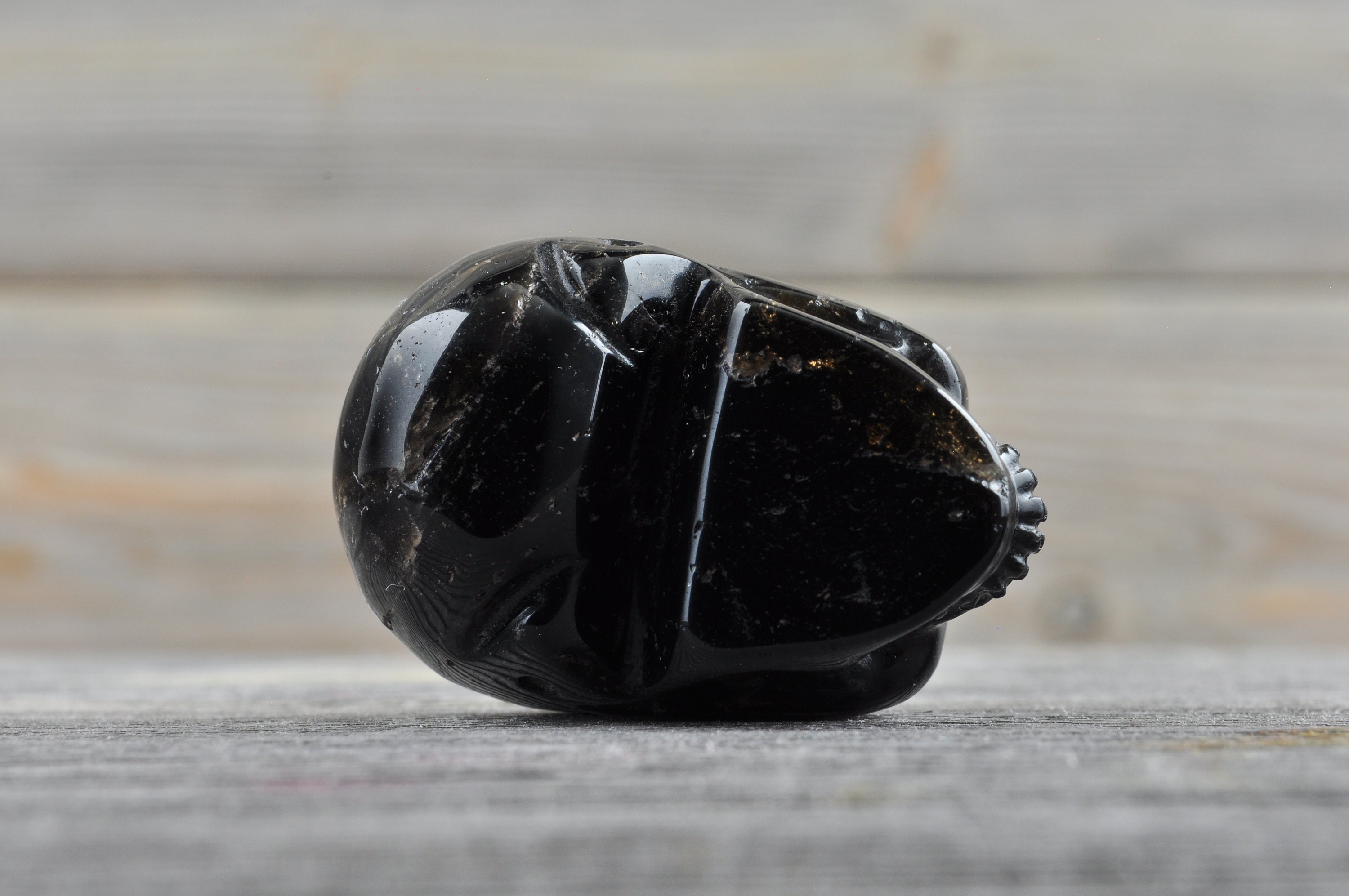 Natural Realistic Black Obsidian Crystal Skull, Mini!