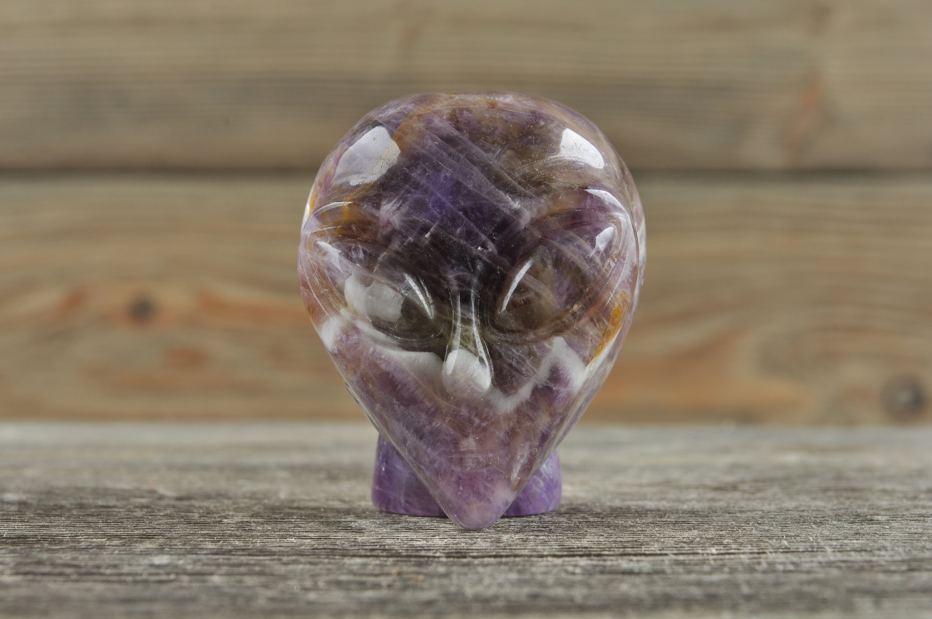 Natural Realistic Chevron Amethyst Alien Starbeing Crystal Skull, Mini!