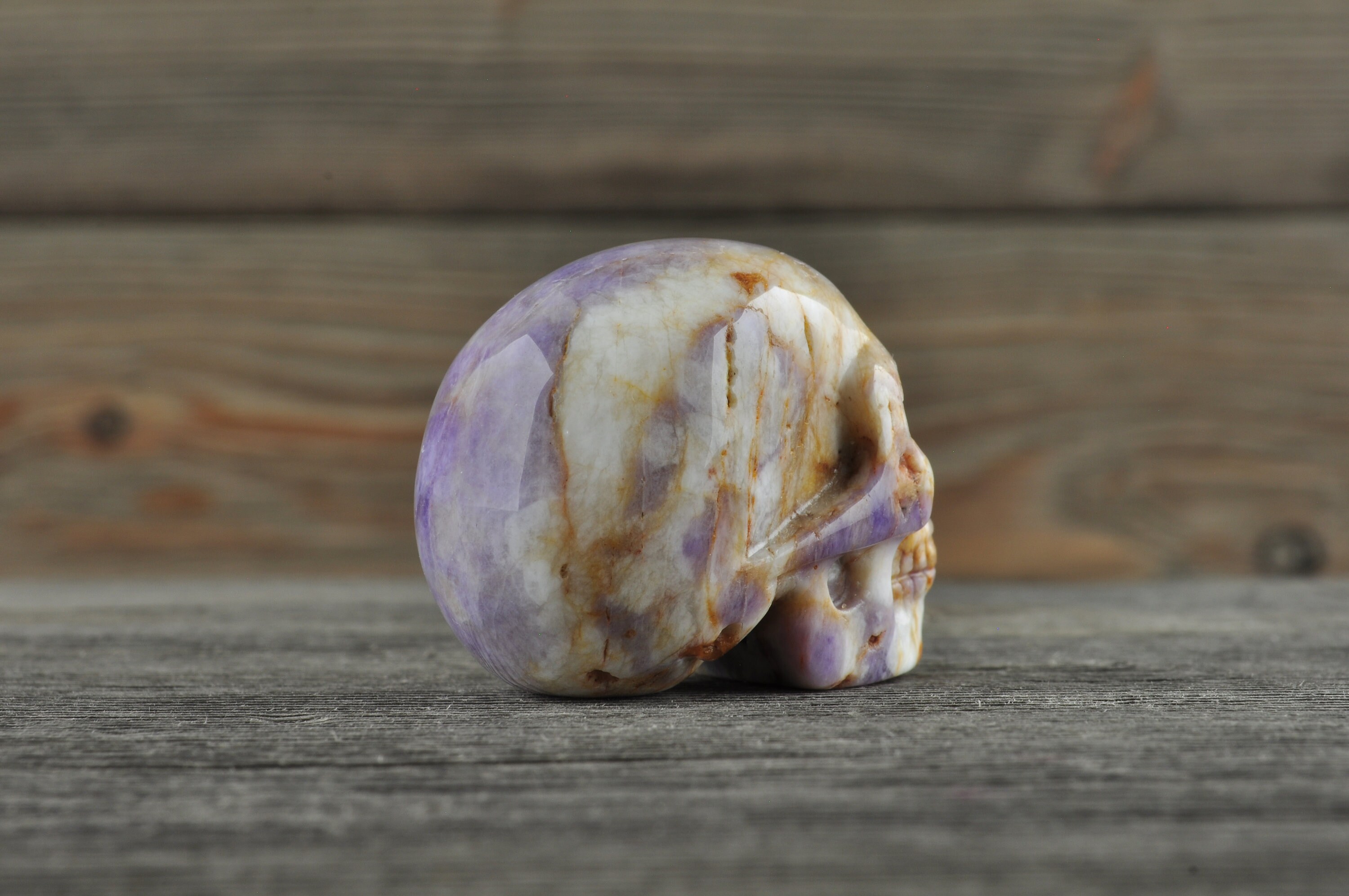Natural Realistic Chevron Amethyst Crystal Skull, Mini!
