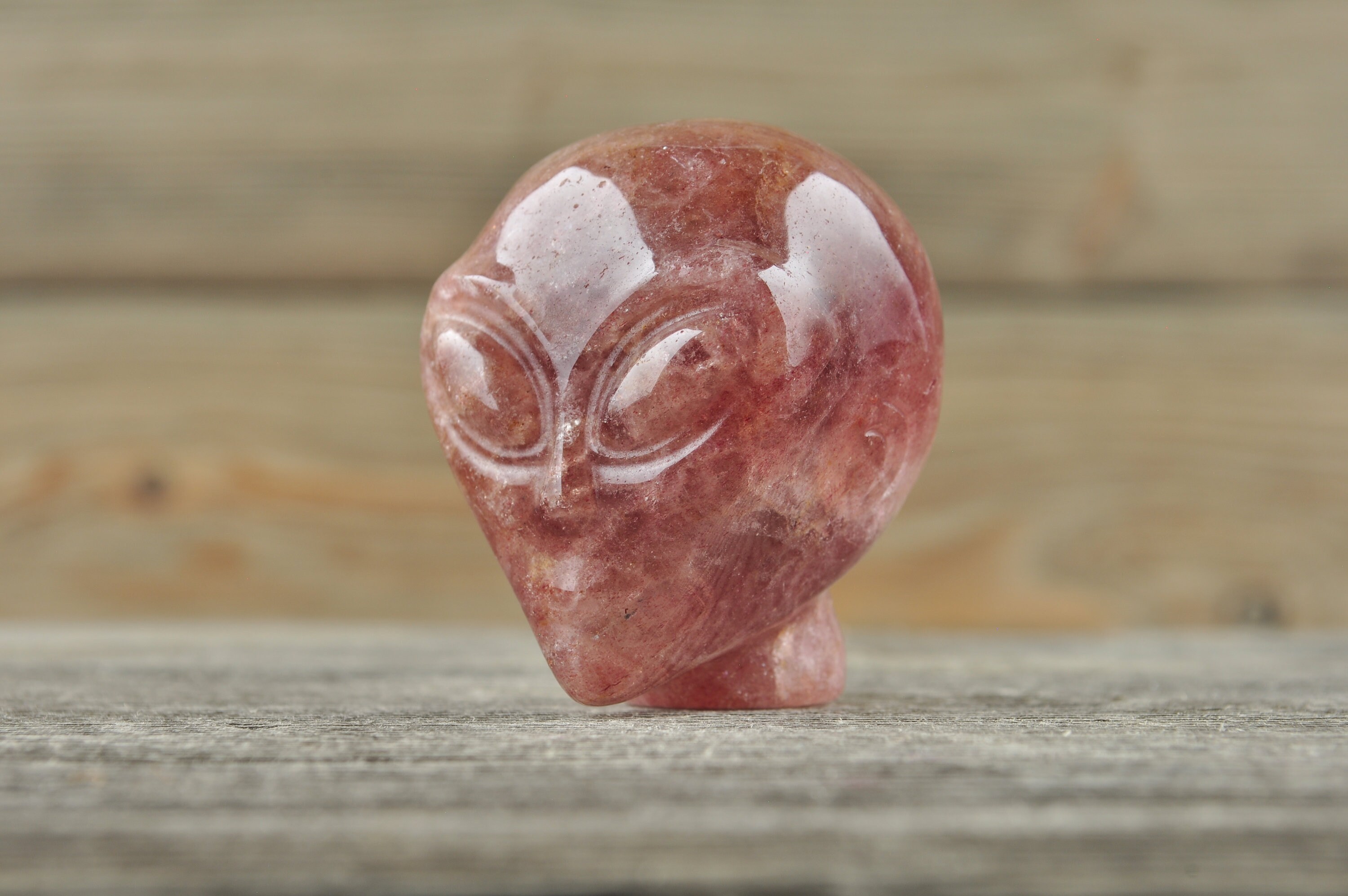 Natural Realistic Cherry Quartz Alien Starbeing Crystal Skull, Mini!