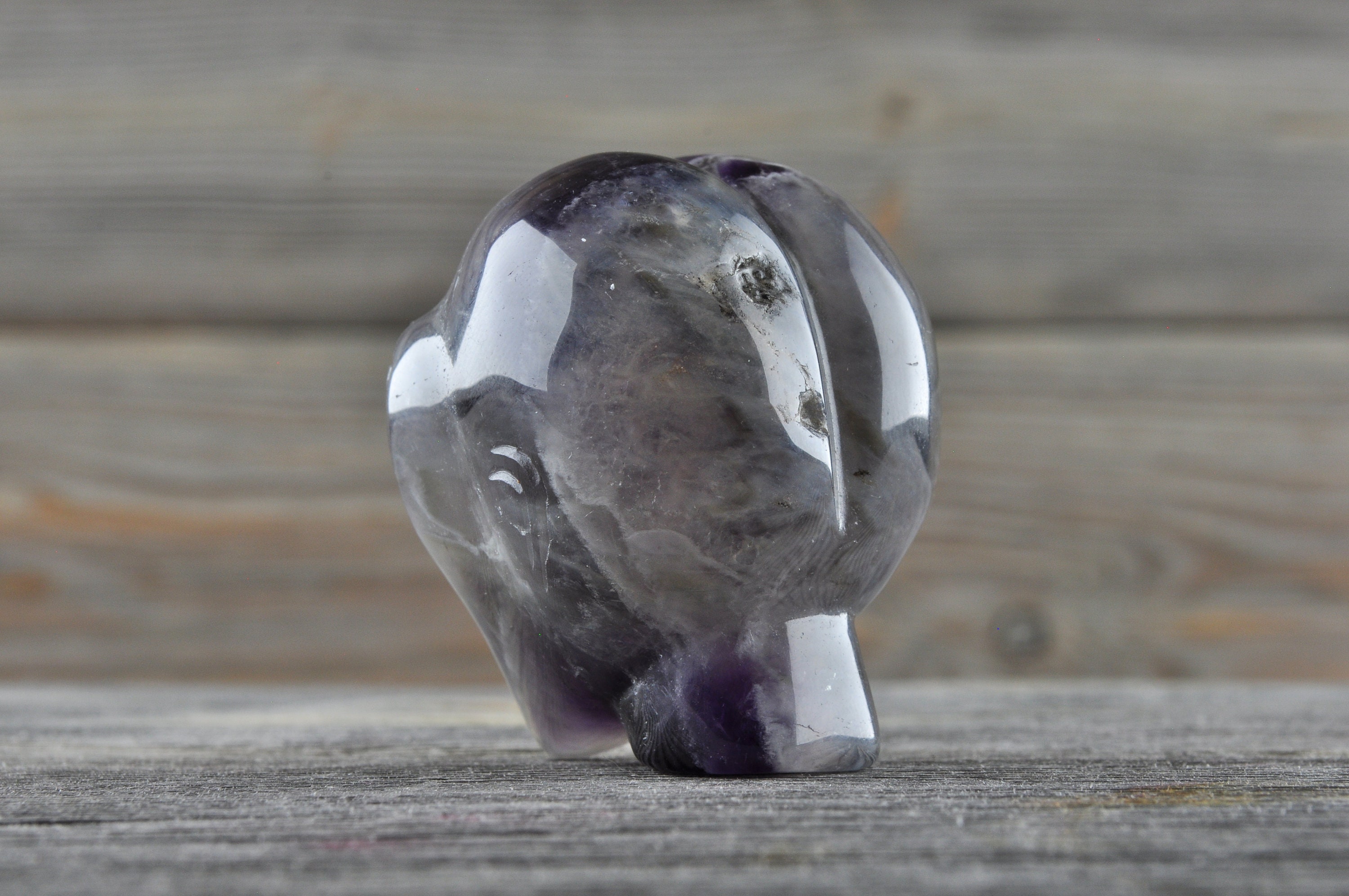 Natural Realistic Chevron Amethyst Alien Crystal Skull, Mini!