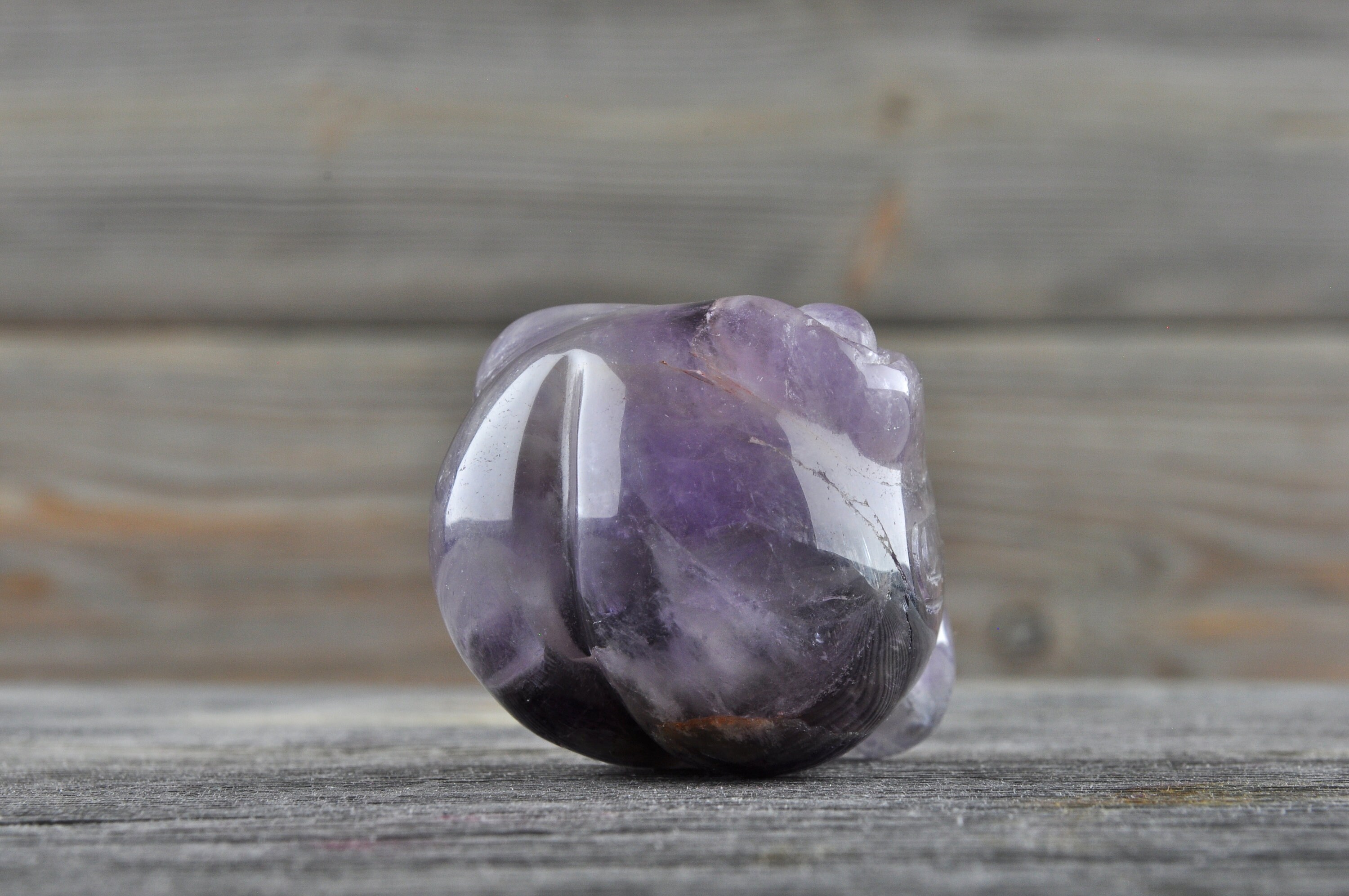 Natural Realistic Chevron Amethyst Alien Crystal Skull, Mini!