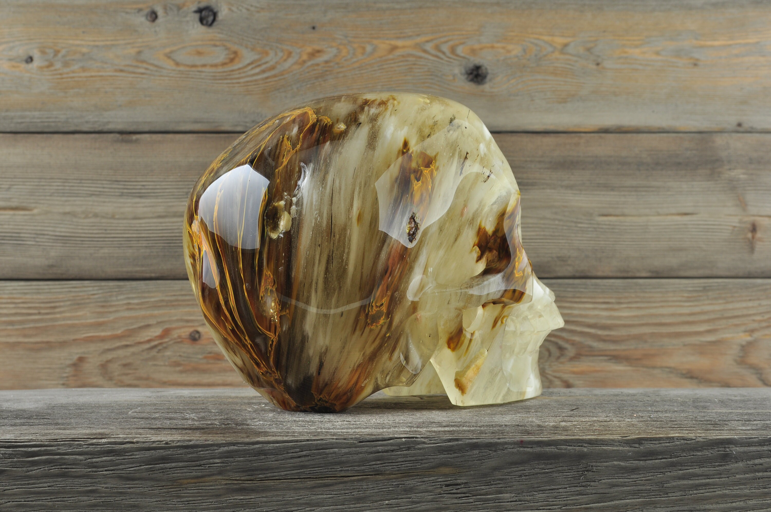 Beautiful and Unique Smelt 'Quartz' Skull, XL