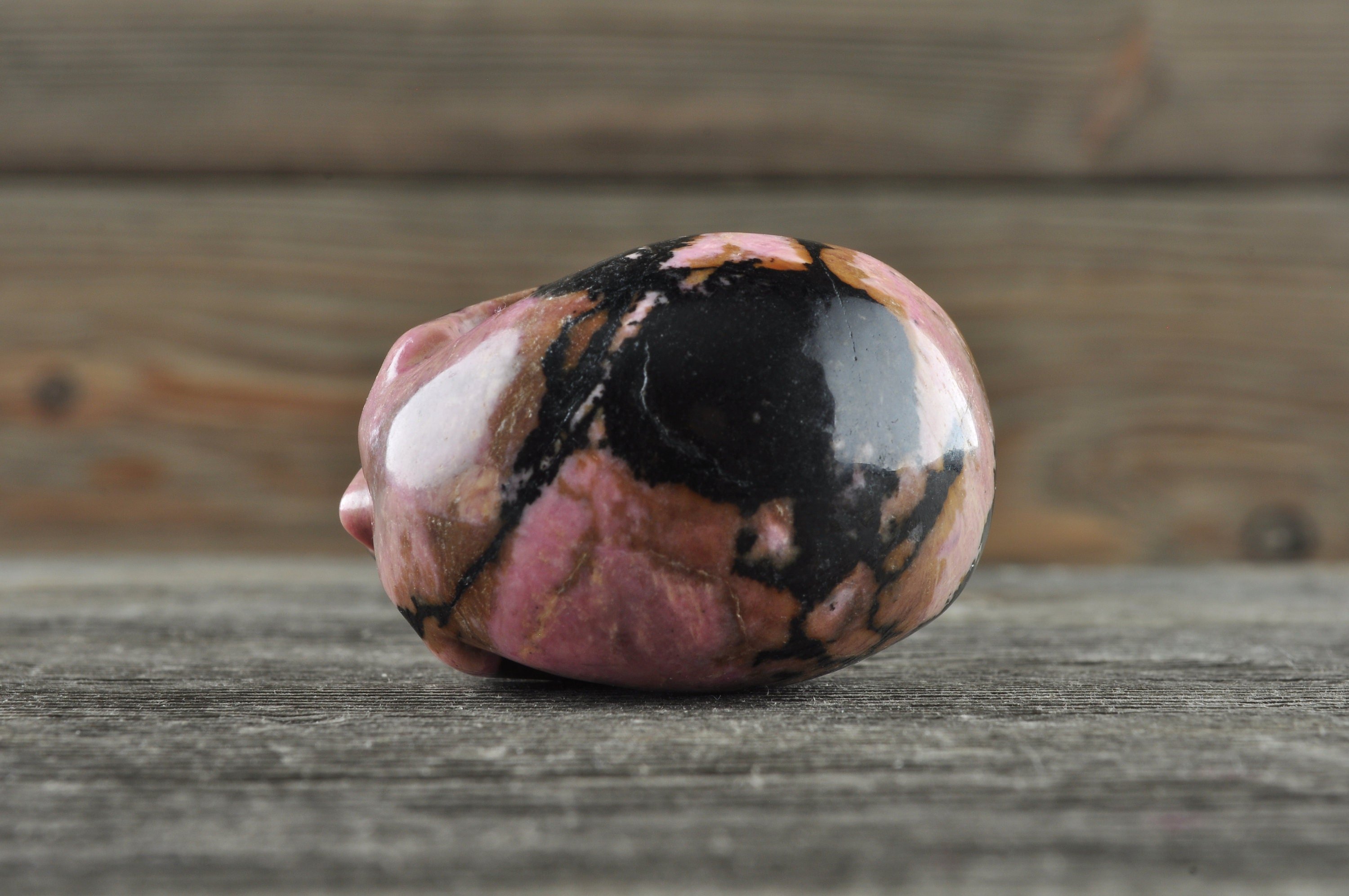 Natural Realistic Rhodonite Crystal Skull, Mini!