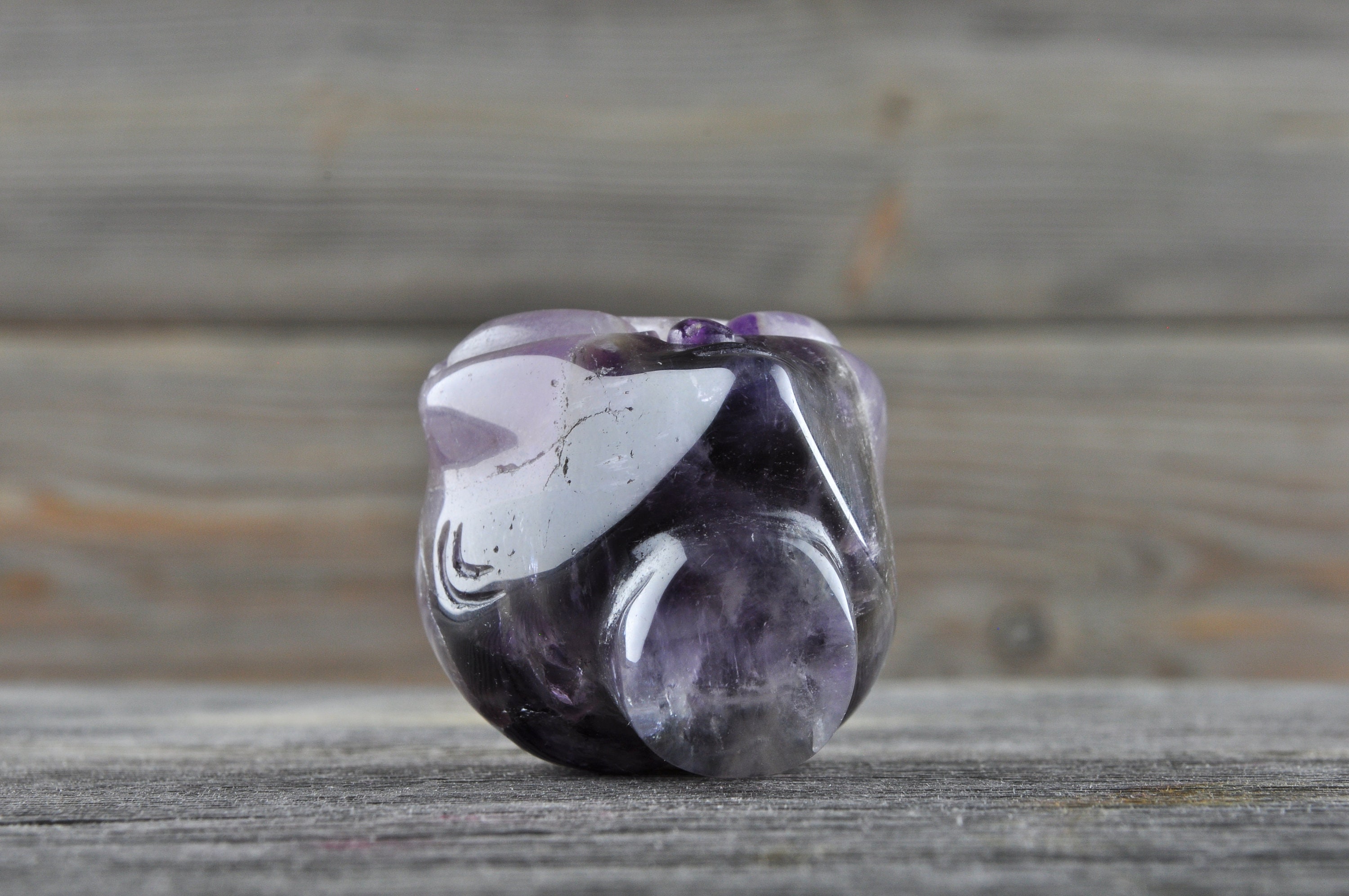 Natural Realistic Chevron Amethyst Alien Crystal Skull, Mini!