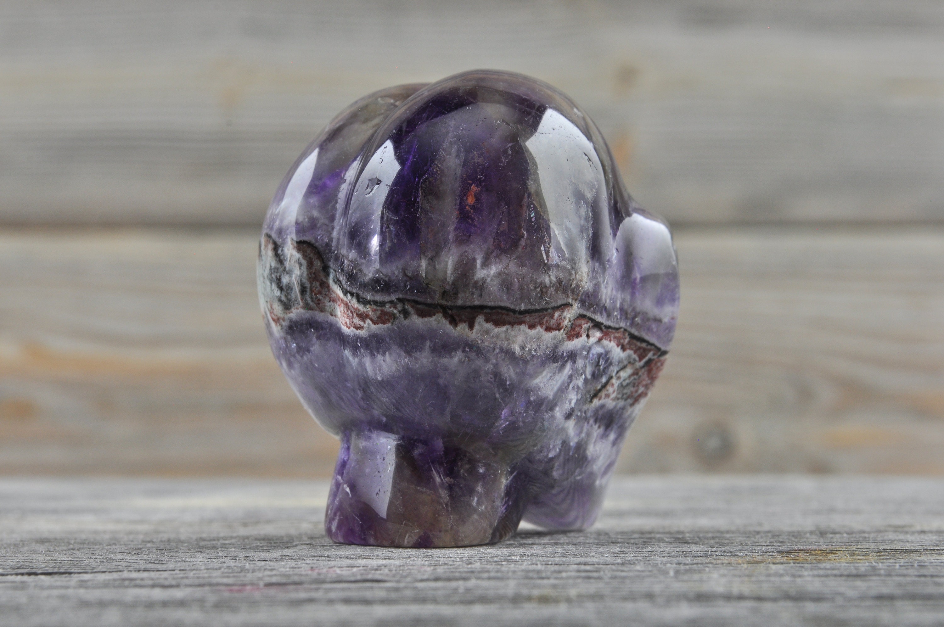 Natural Realistic Chevron Amethyst Alien Crystal Skull, Mini!