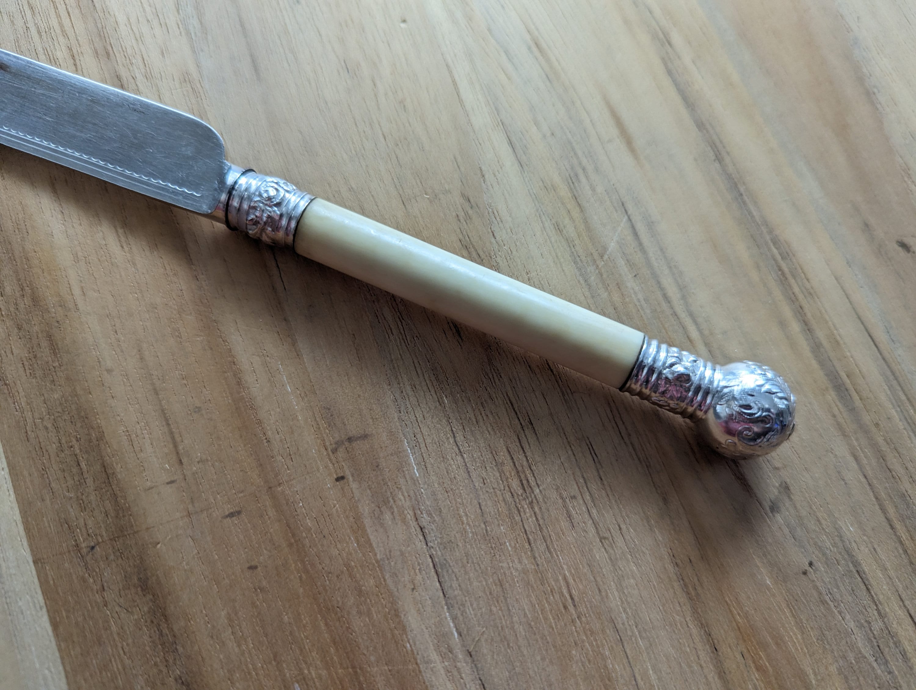 Unique Antique Mappin Bros Ivory-color Bakelite Handle Floral Etched ...