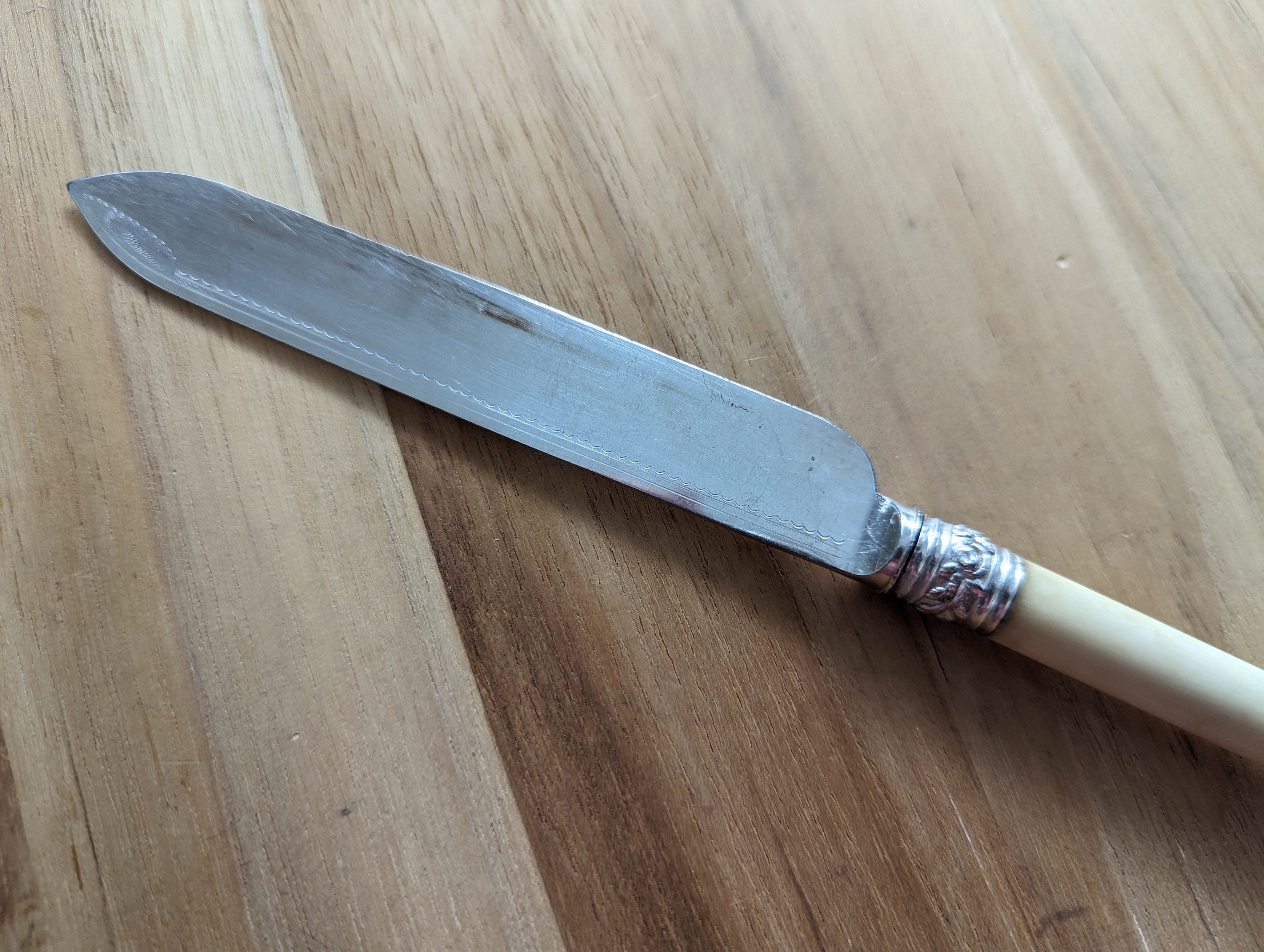 Unique Antique Mappin Bros Ivory-color Bakelite Handle Floral Etched ...