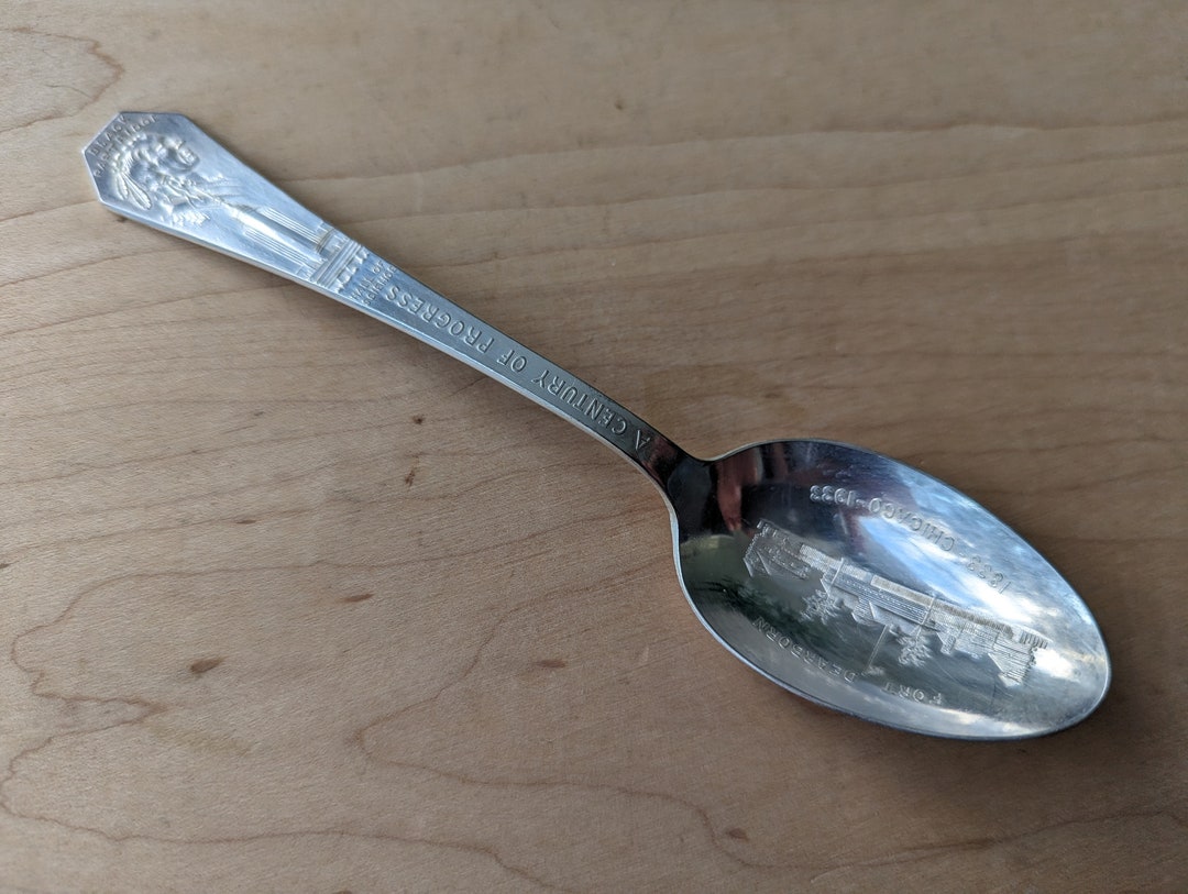 Vintage Collectible Silver FORT DEARBORN Black Partridge Teaspoon 5 3/4 ...