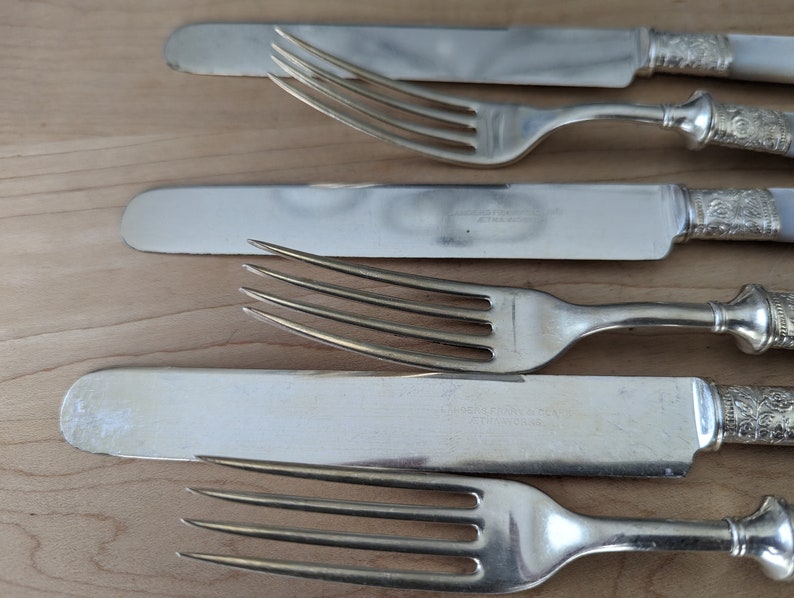 Antique Landers Frary & Clark Mother of Pearl Sterling Floral Ferrule ...