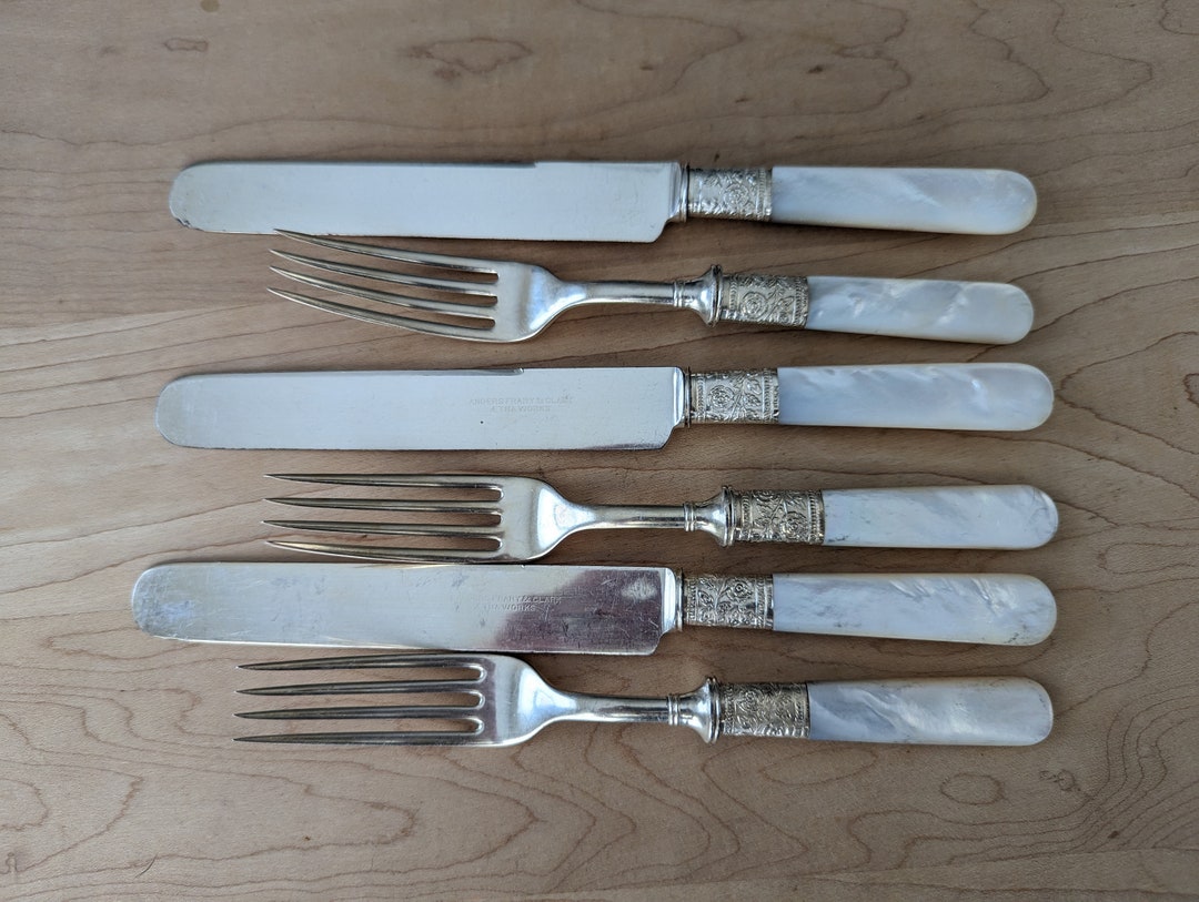 Antique Landers Frary & Clark Mother of Pearl Sterling Floral Ferrule ...