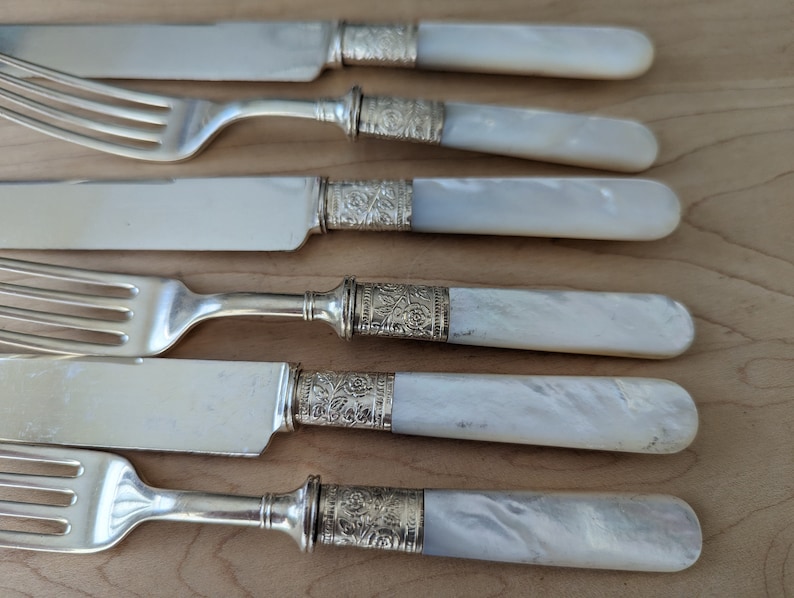 Antique Landers Frary & Clark Mother of Pearl Sterling Floral Ferrule ...