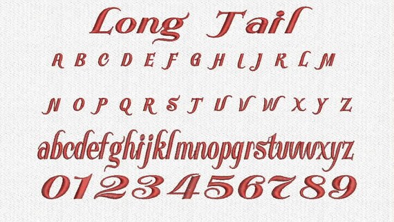 Items similar to 0.5-3 Inch Long Tail Font Aa-Zz and 0 -9 Embroidery ...