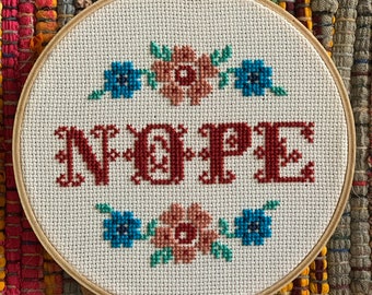 NOPE Cross Stitch Pattern - Etsy