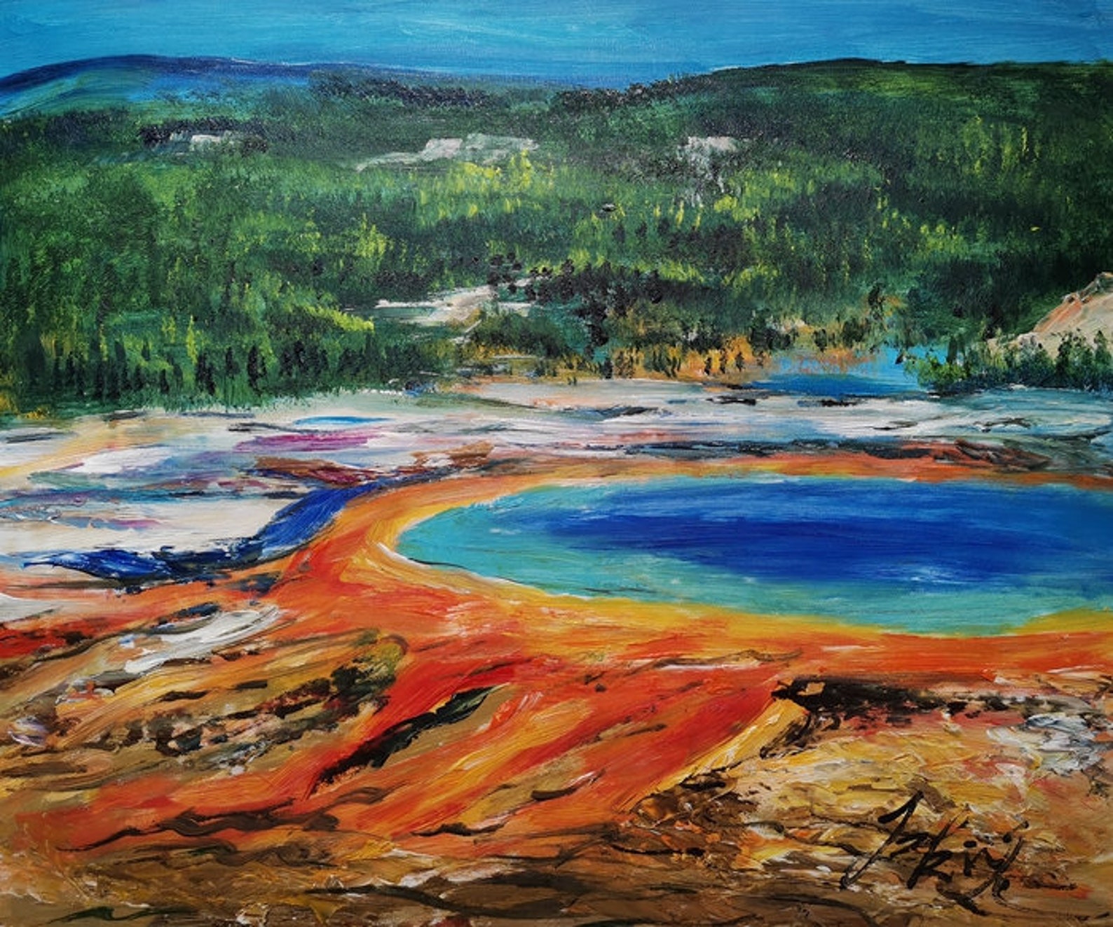 Blue Spring Pool Yellowstone National Park-pen - Etsy
