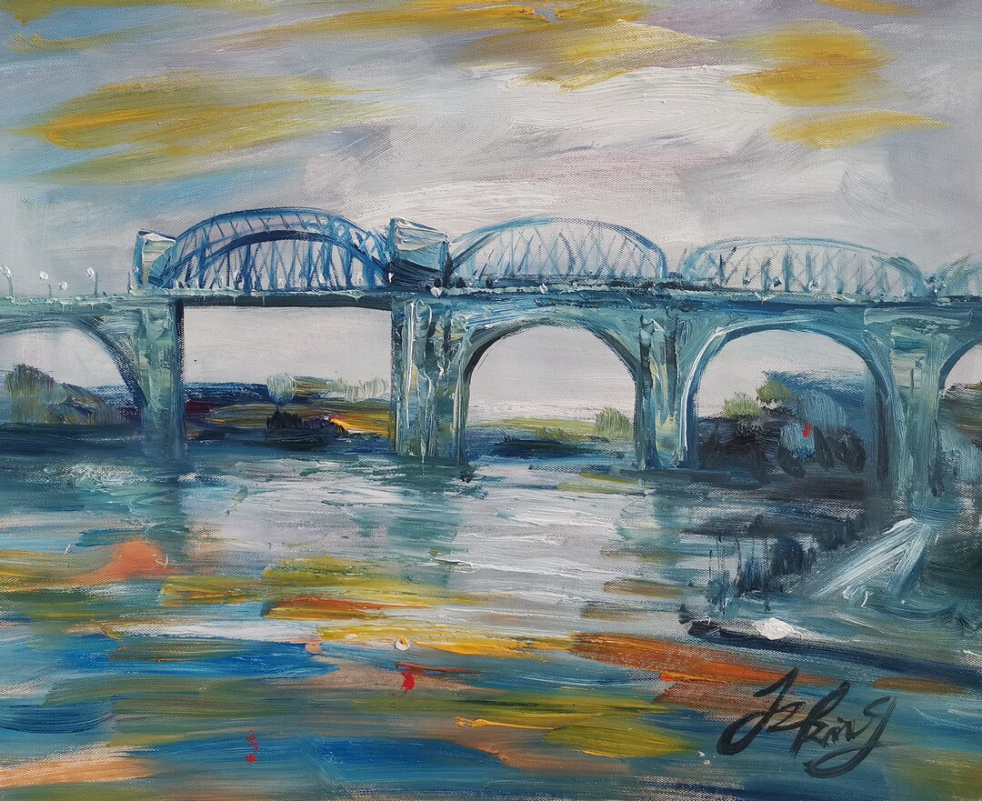 Bridges at Night Chattanooga Tennessee-pen King-x22-home Decor Holiday ...