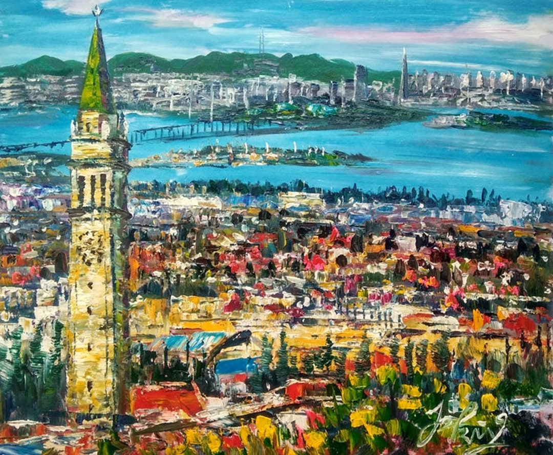 Sather Tower & Bay Skylines, Viewed From California Berkeley-pen King ...