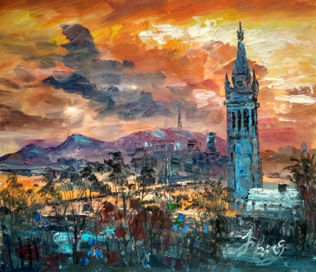 Sather Tower in Sunset, View From University of California, Berkeley ...