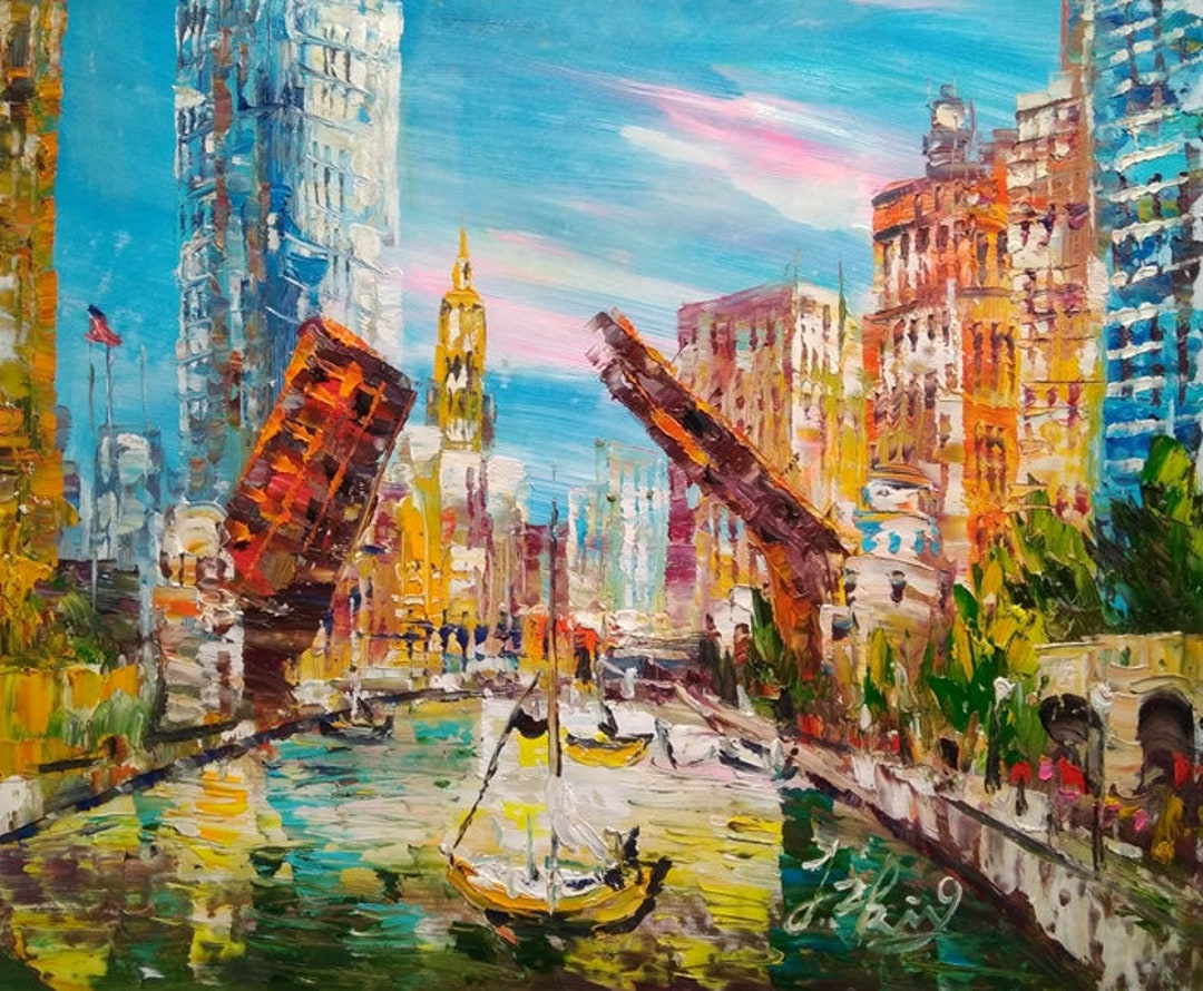 Chicago Downtown Bridge-pen King-a1882-home Decor Holiday - Etsy