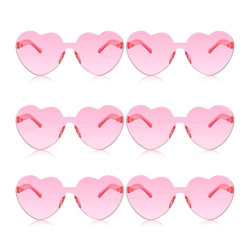 Retro Pink Heart Sunglasses Frameless Heart Sunglasses Etsy