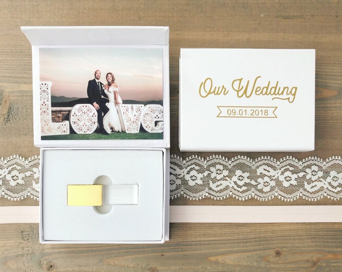 Gold Crystal USB Flash Drive With Custom White Box - Etsy