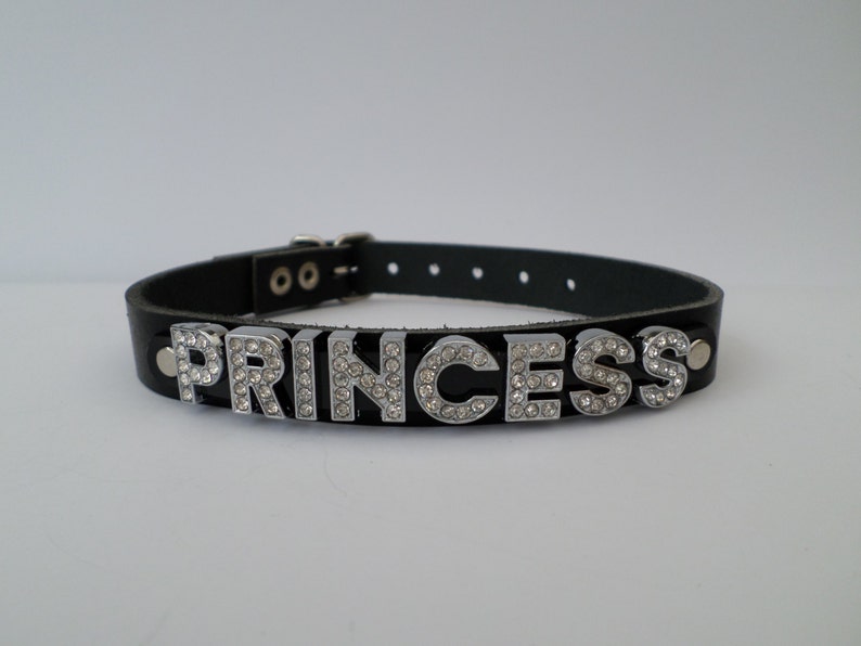 Real Leather Princess Collar With 12mm Diamont Letters - Etsy