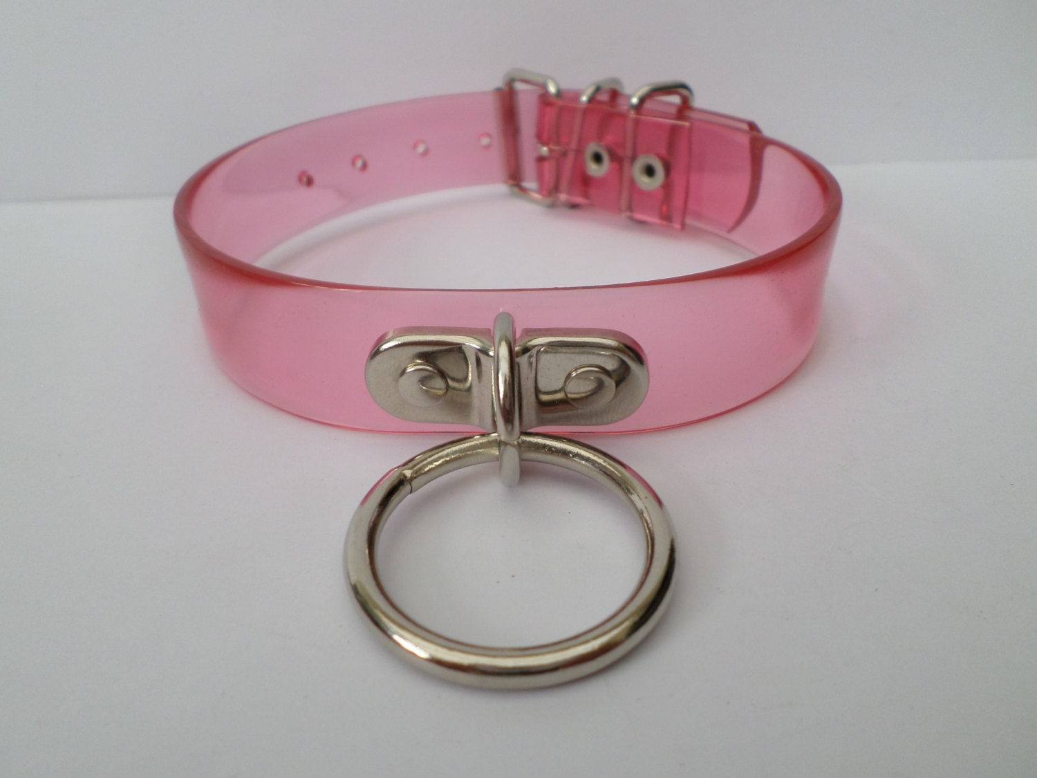 Transparent Pink Pvc Bondage Fetish Slave Collar 24mm Wide - Etsy