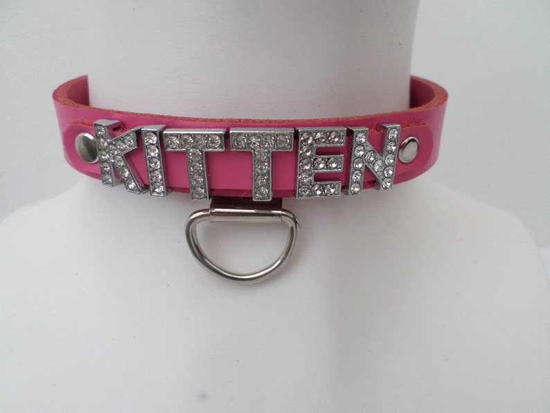 Lockable Real Leather Kitten Fetish Bondage Collar 16mm Bling Etsy