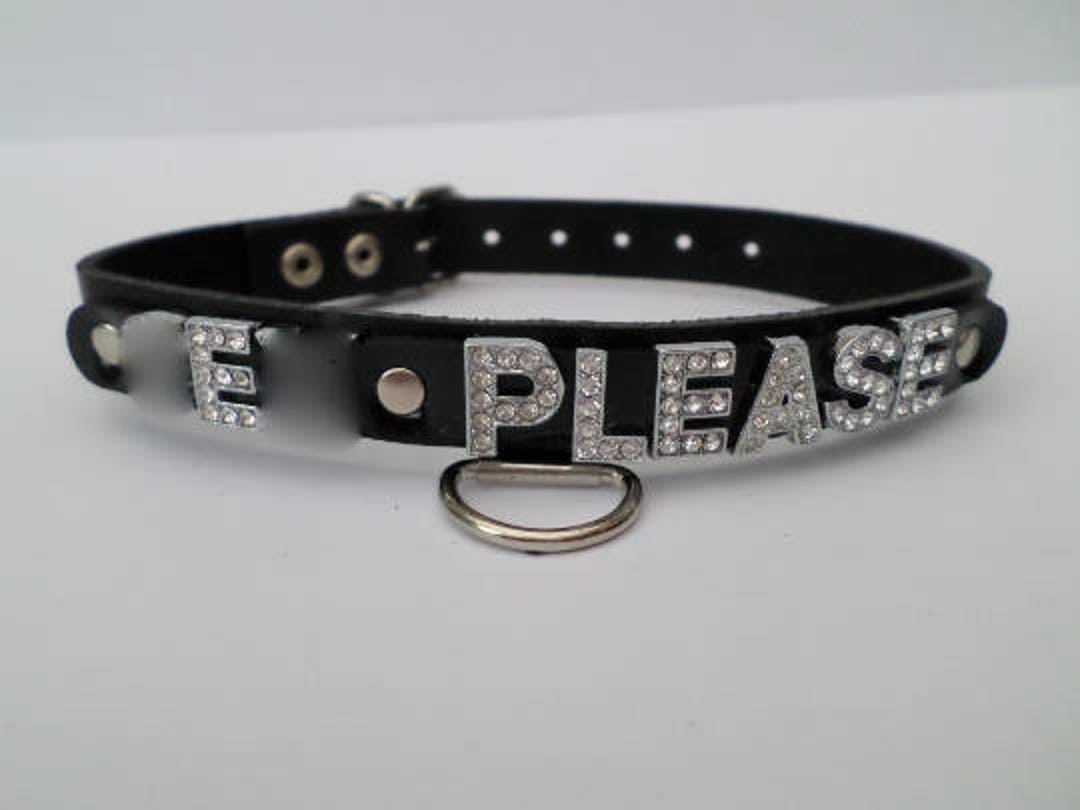 Sex Please Fetish Bondage Collar With 12mm Diamont Letters Etsy Canada