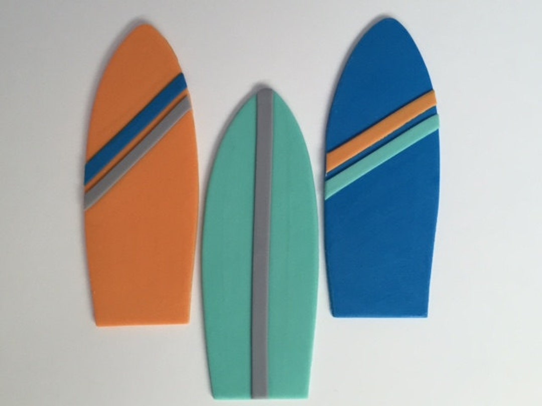 Surfboard Cupcake Toppers in Your Choice of Colors - Fondant - Etsy