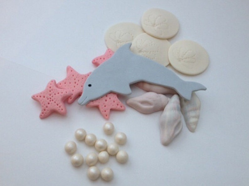 Dolphin Themed Cake and/or Cupcake Toppers Fondant | Etsy