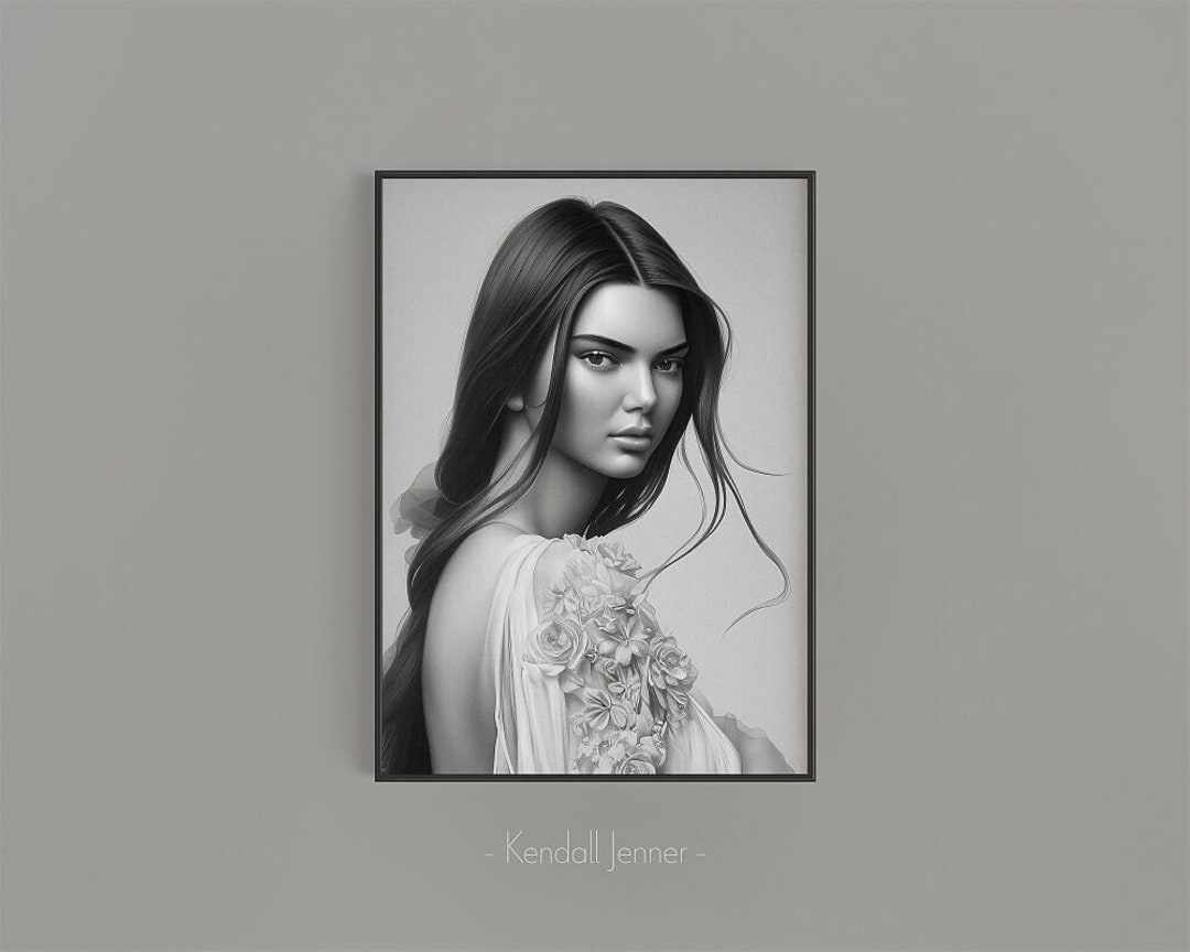 Printable Kendall Jenner Illustration Fashion Wall Art Digital Download ...