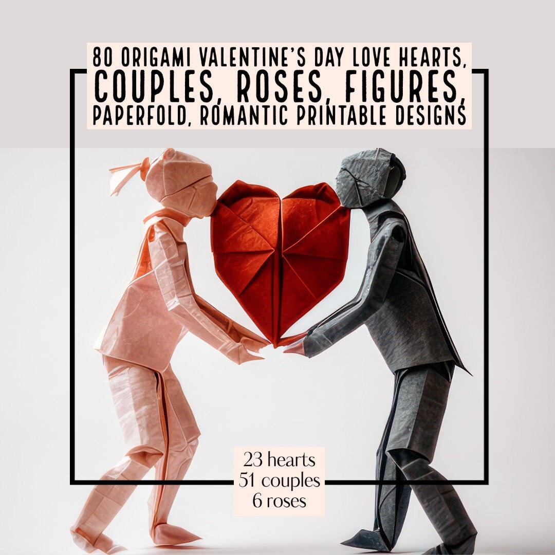 Printable Origami Valentine's Day Hearts Instant Download of 80 ...