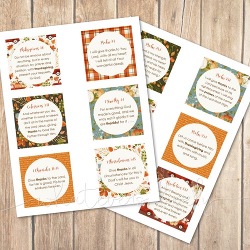 Thankful Bible Verse Printable Cards | Etsy