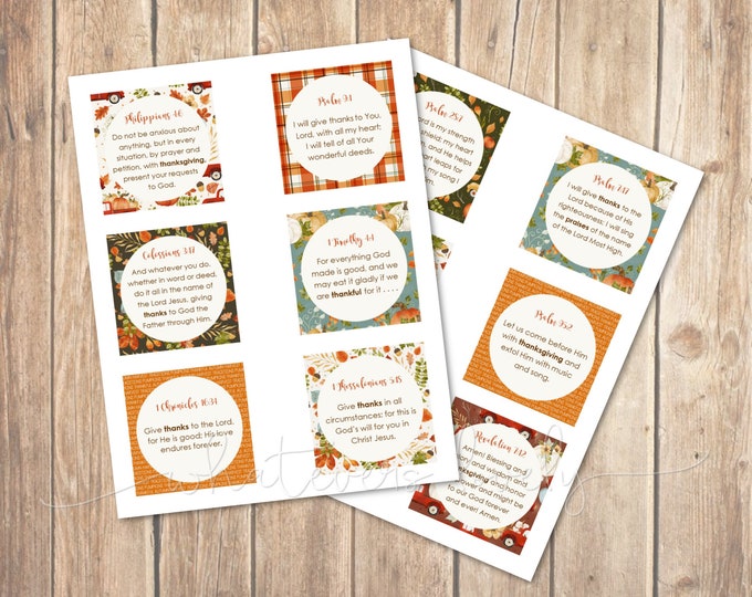 Thankful Bible Verse Printable Cards - Etsy