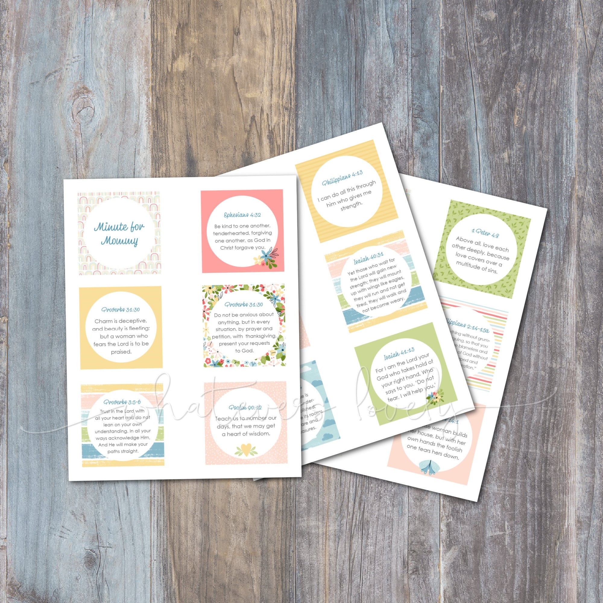 Minute for Mom Printable Scripture Memory Verse Cards - Etsy