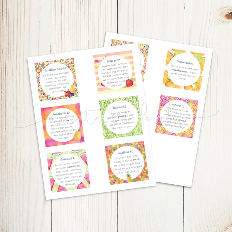 Fruit of the Spirit Scripture Cards, Printable - Etsy